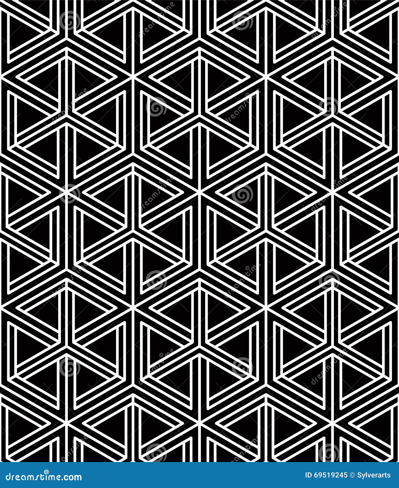 Black and White Illusive Abstract Geometric Seamless 3d Pattern. Vector ...