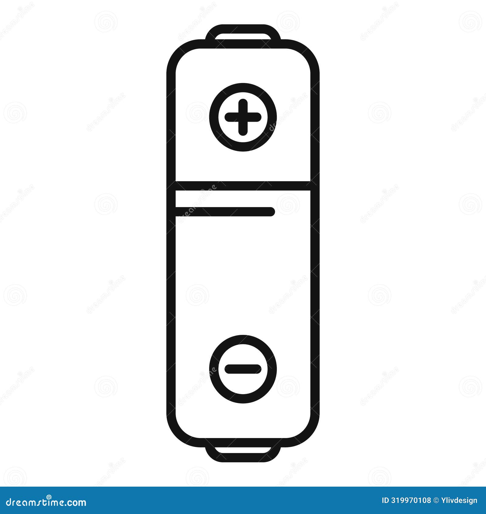 Black and White Illustration of Aa Battery Icon Stock Vector ...