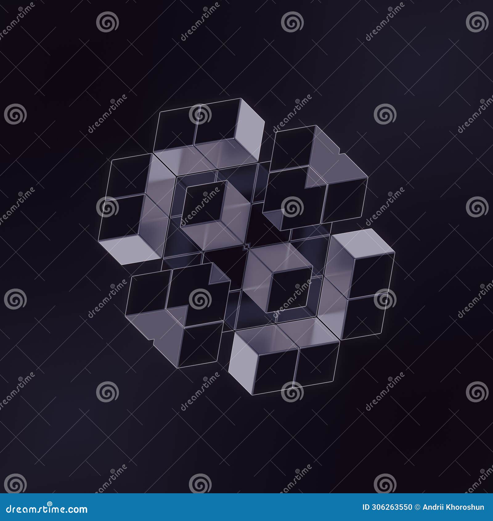 Black and White Illustration of an Abstract Shape Made of Three ...