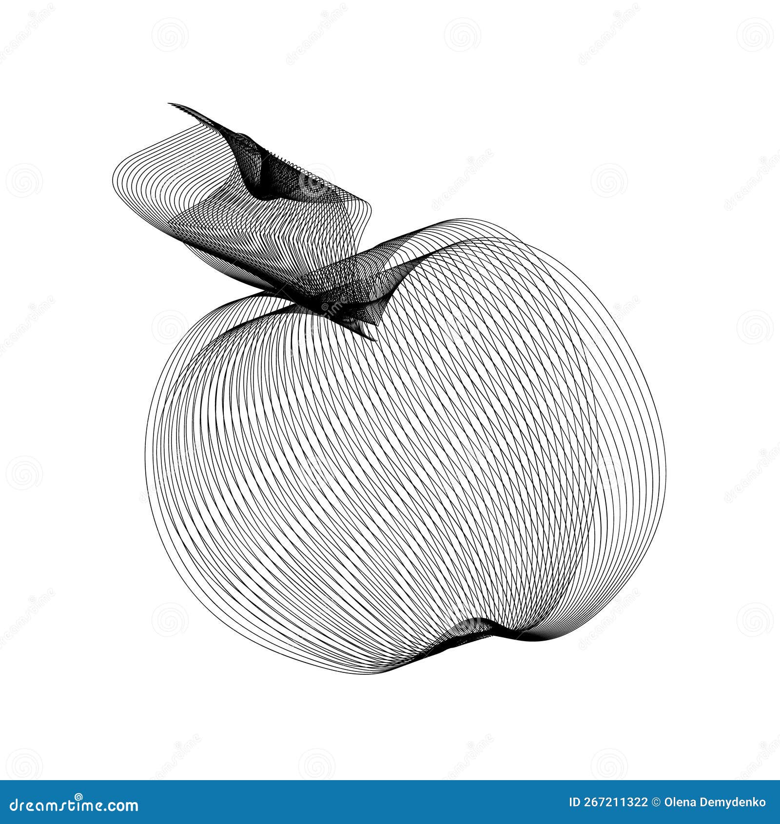 Black and White Illustration of an Apple. Apple from Lines. Blend Lines. Stock Vector ...
