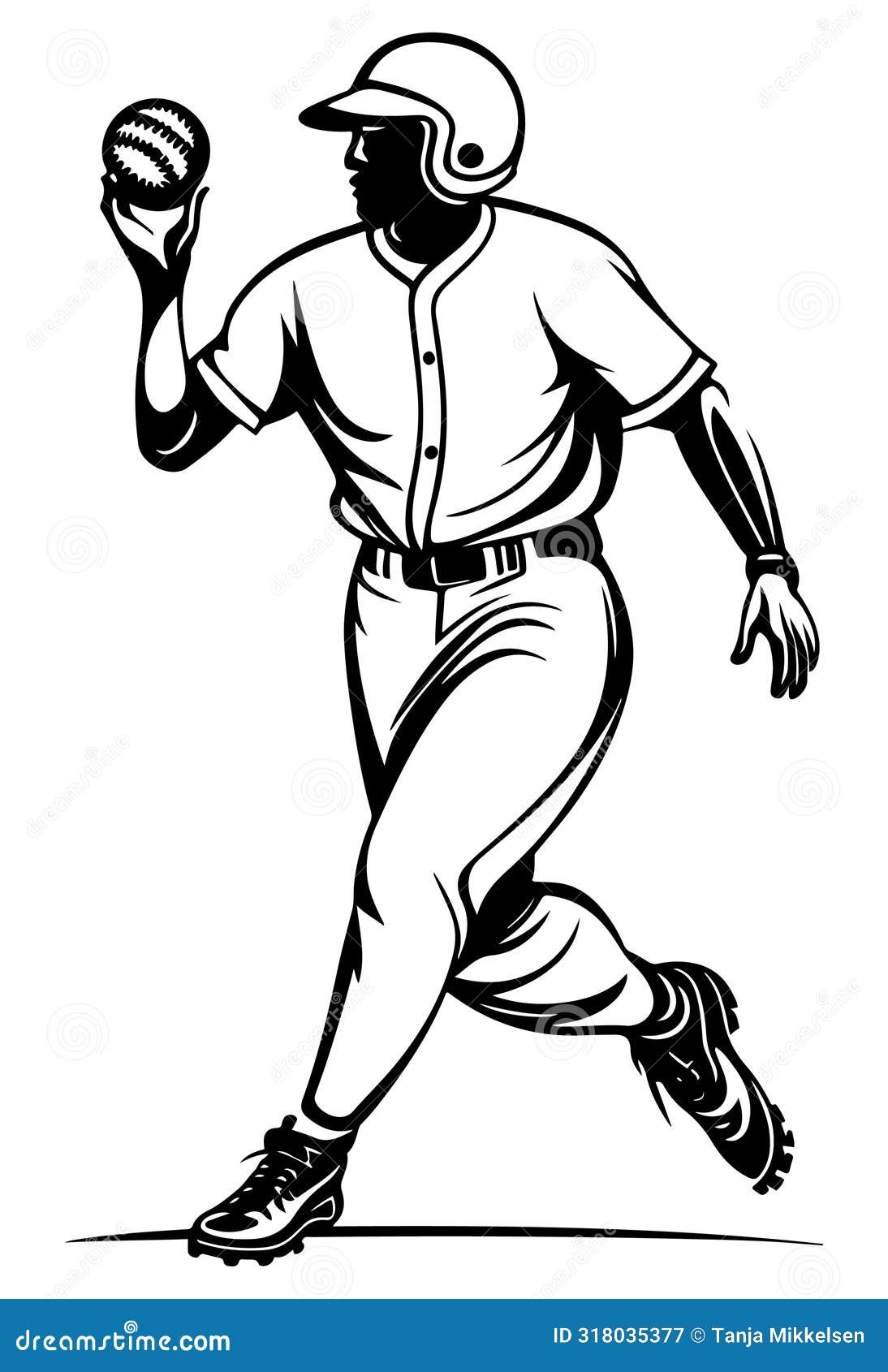 Baseball Player Catching Ball Illustration Stock Vector - Illustration ...