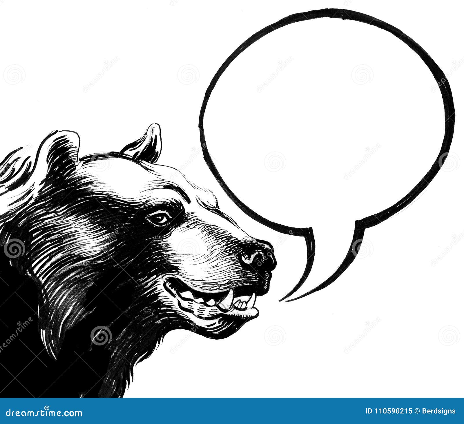 Bear speaks stock illustration. Illustration of artwork - 110590215
