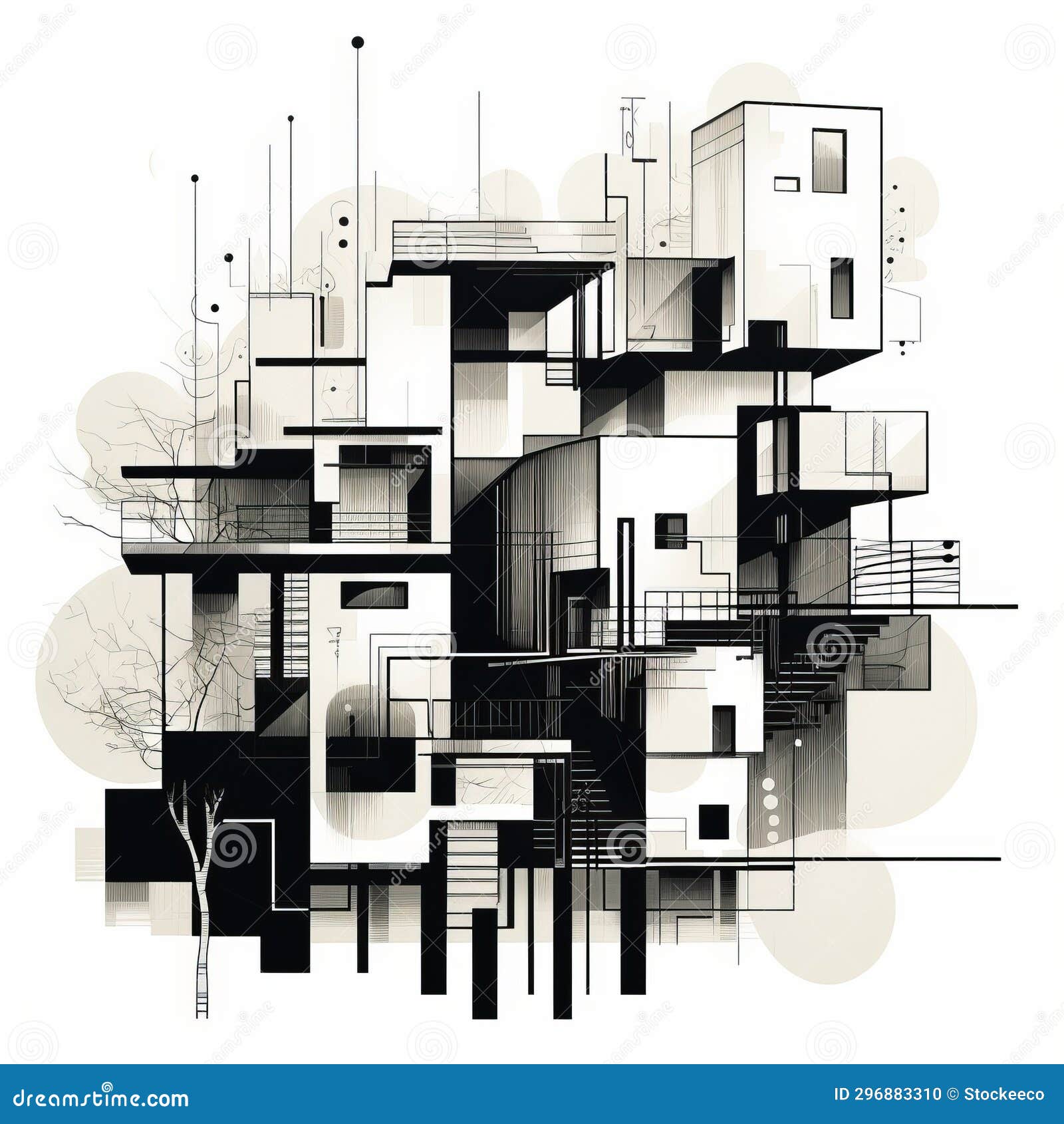 Modern Cubist House Meticulous Design and Layered Compositions Stock ...