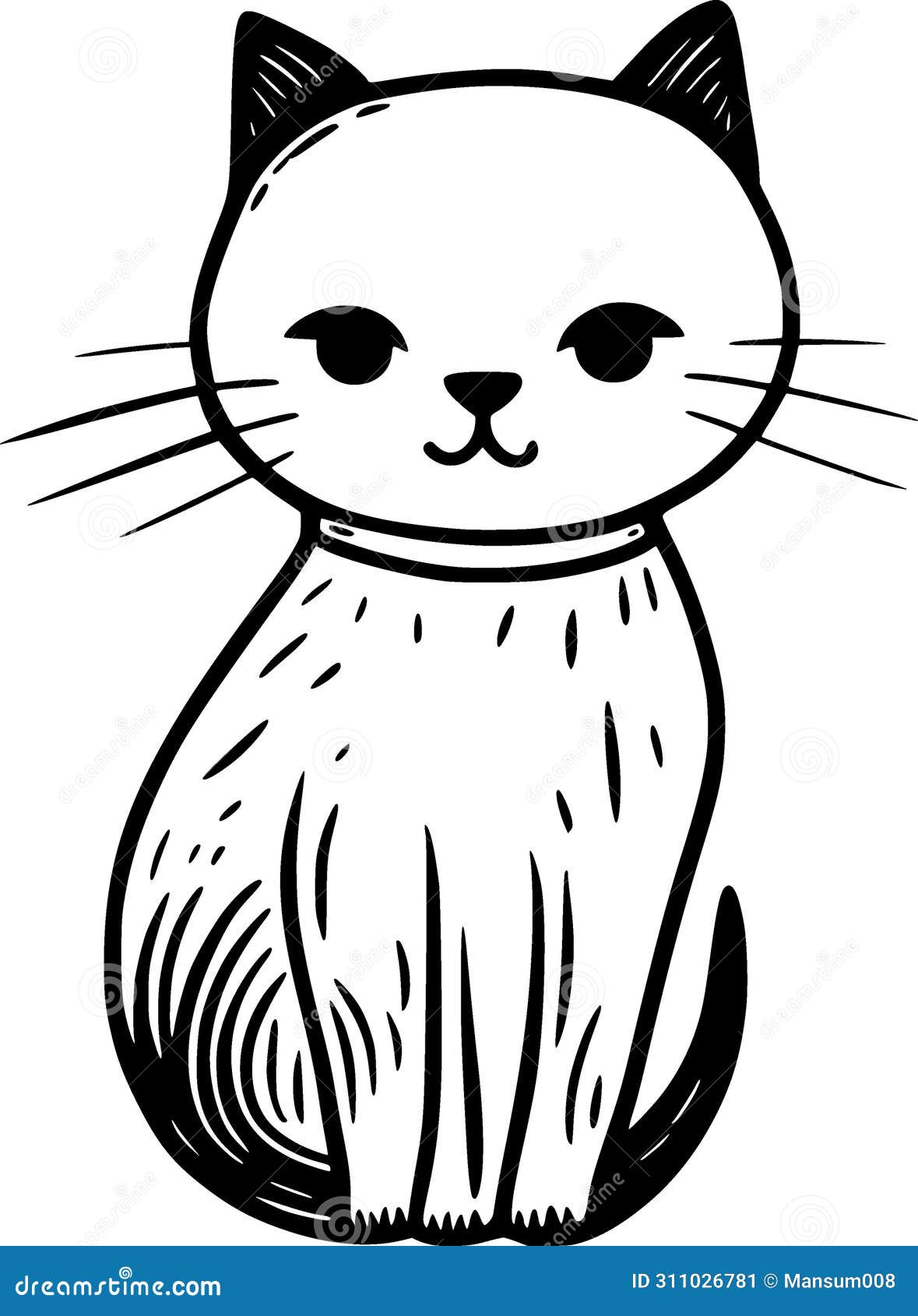 Black and White Illustration of a Cat Stock Illustration - Illustration ...