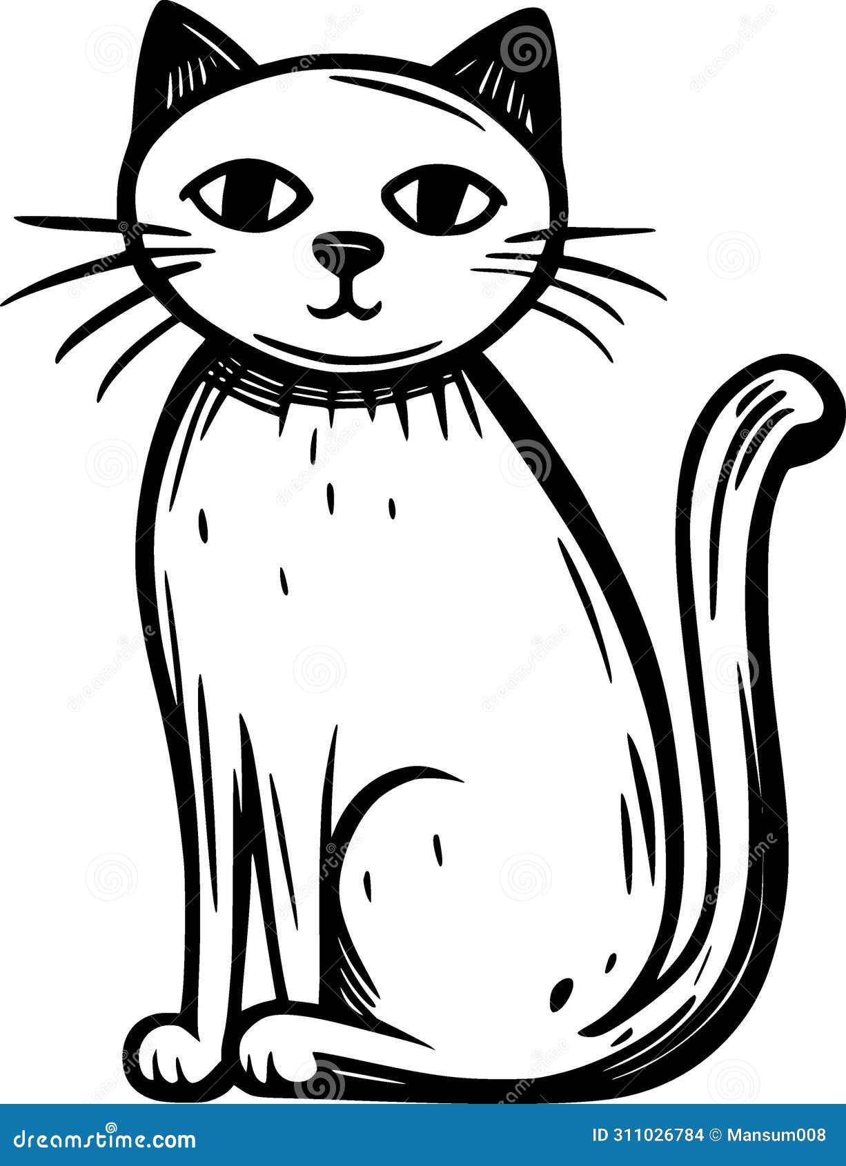 Black and White Illustration of a Cat Stock Illustration - Illustration ...