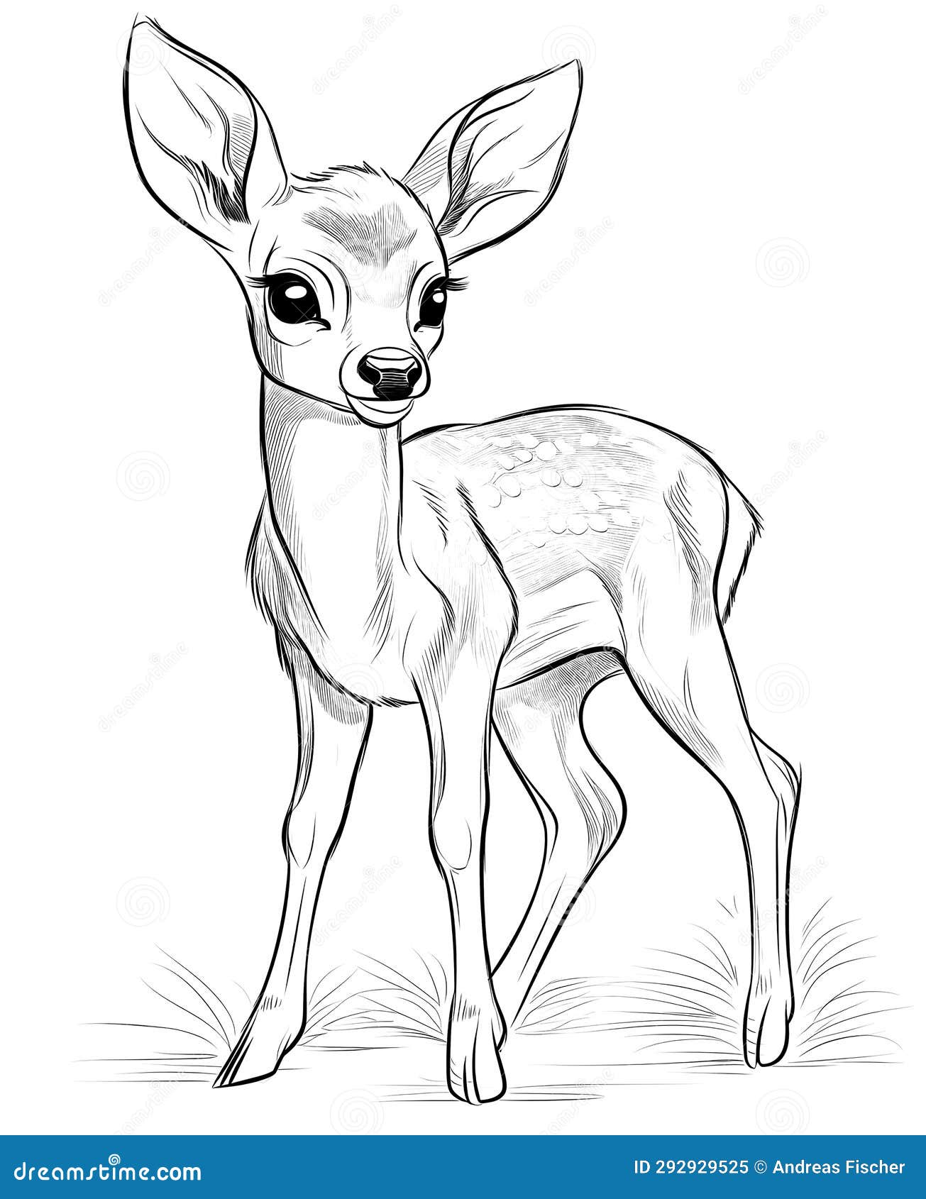 Black and White Illustration for Coloring Animals, Fawn. Stock ...