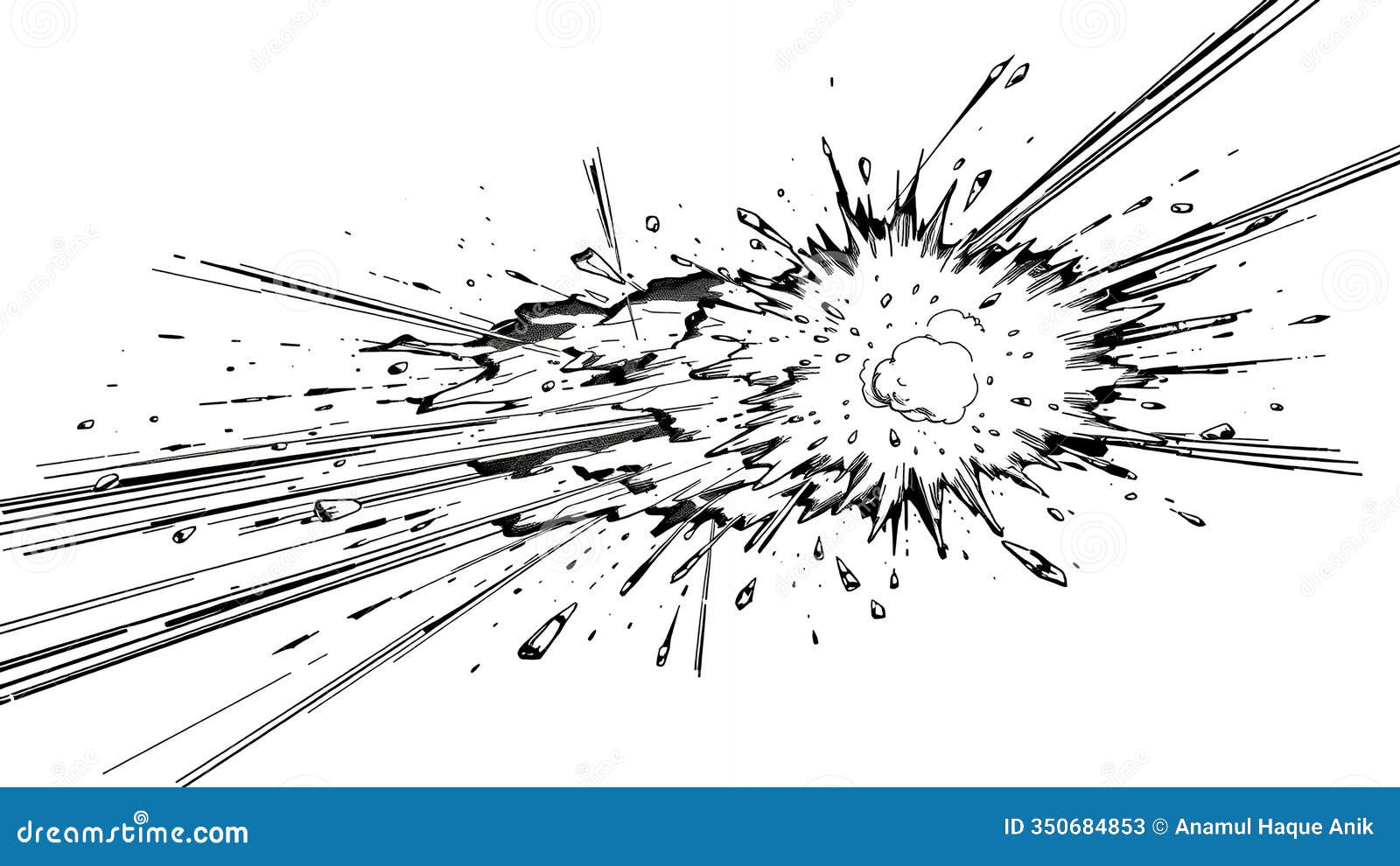 Black and White Illustration of a Comic Book Explosion Stock ...