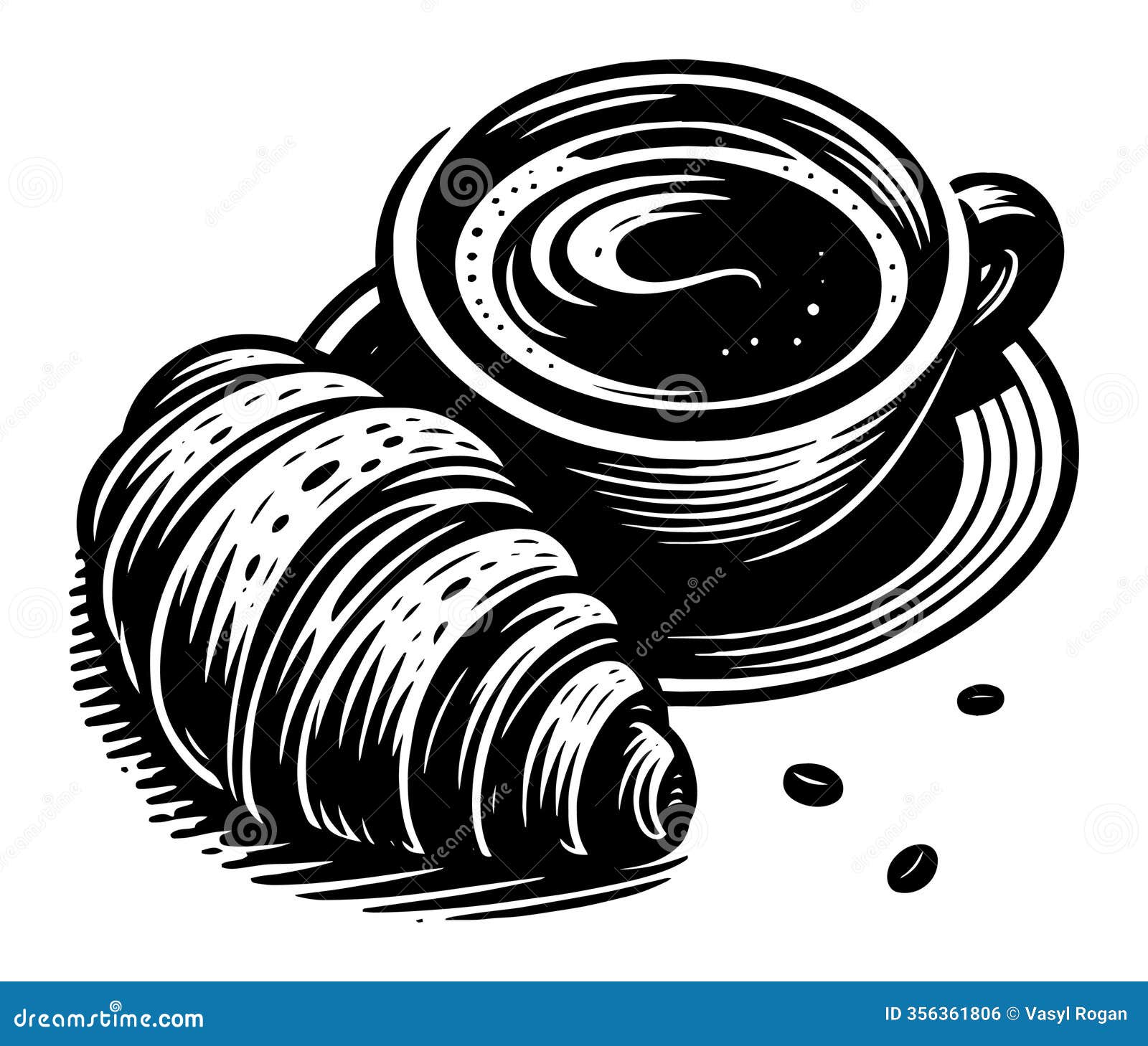Coffee And Croissant Vector Illustration | CartoonDealer.com #53840636