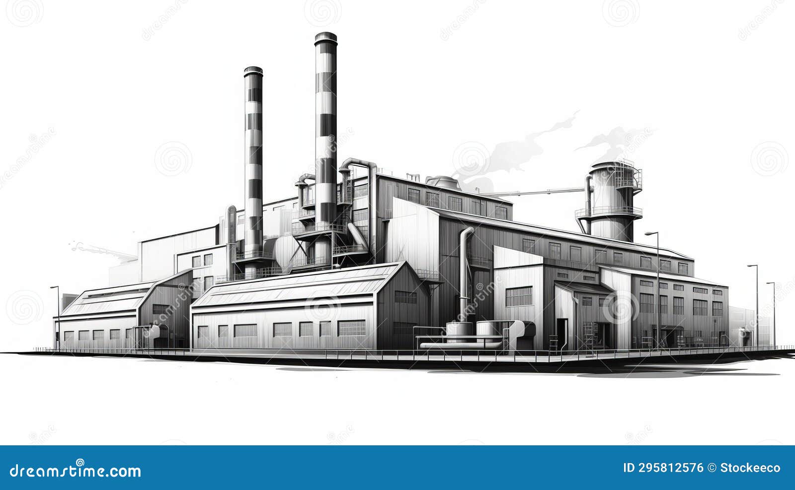 Industrial Factory Sketch: Realistic Hyper-detailed Rendering Royalty ...