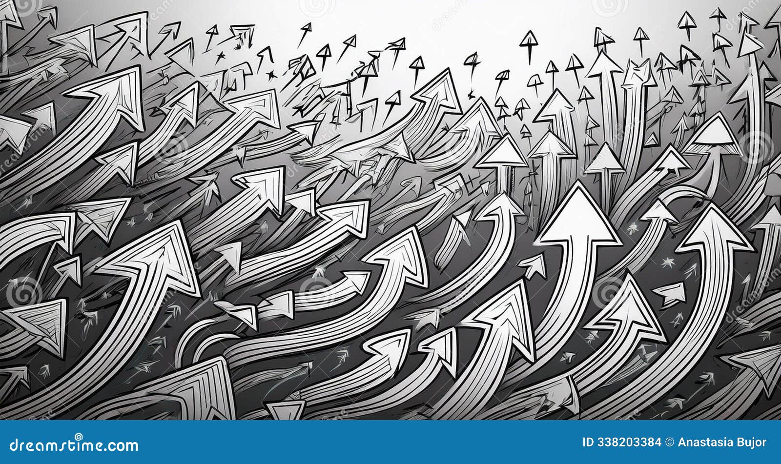 Vector Drawing of Many Arrows Flying in Different Directions. Stock ...