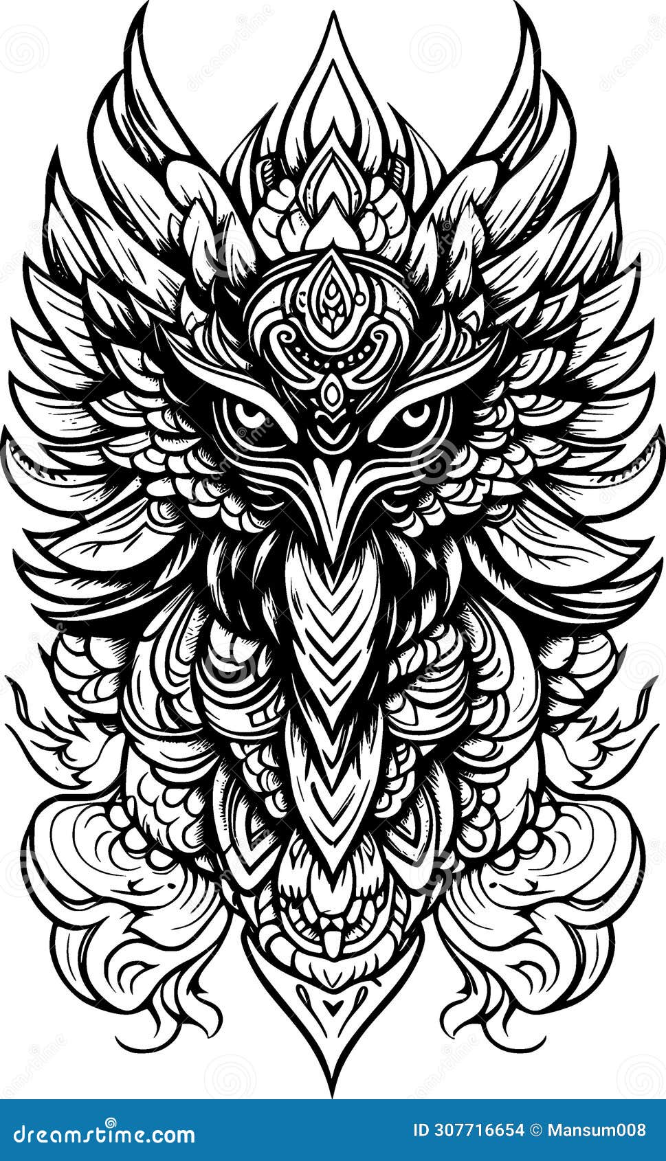 Black and White Illustration of Garuda Stock Illustration ...