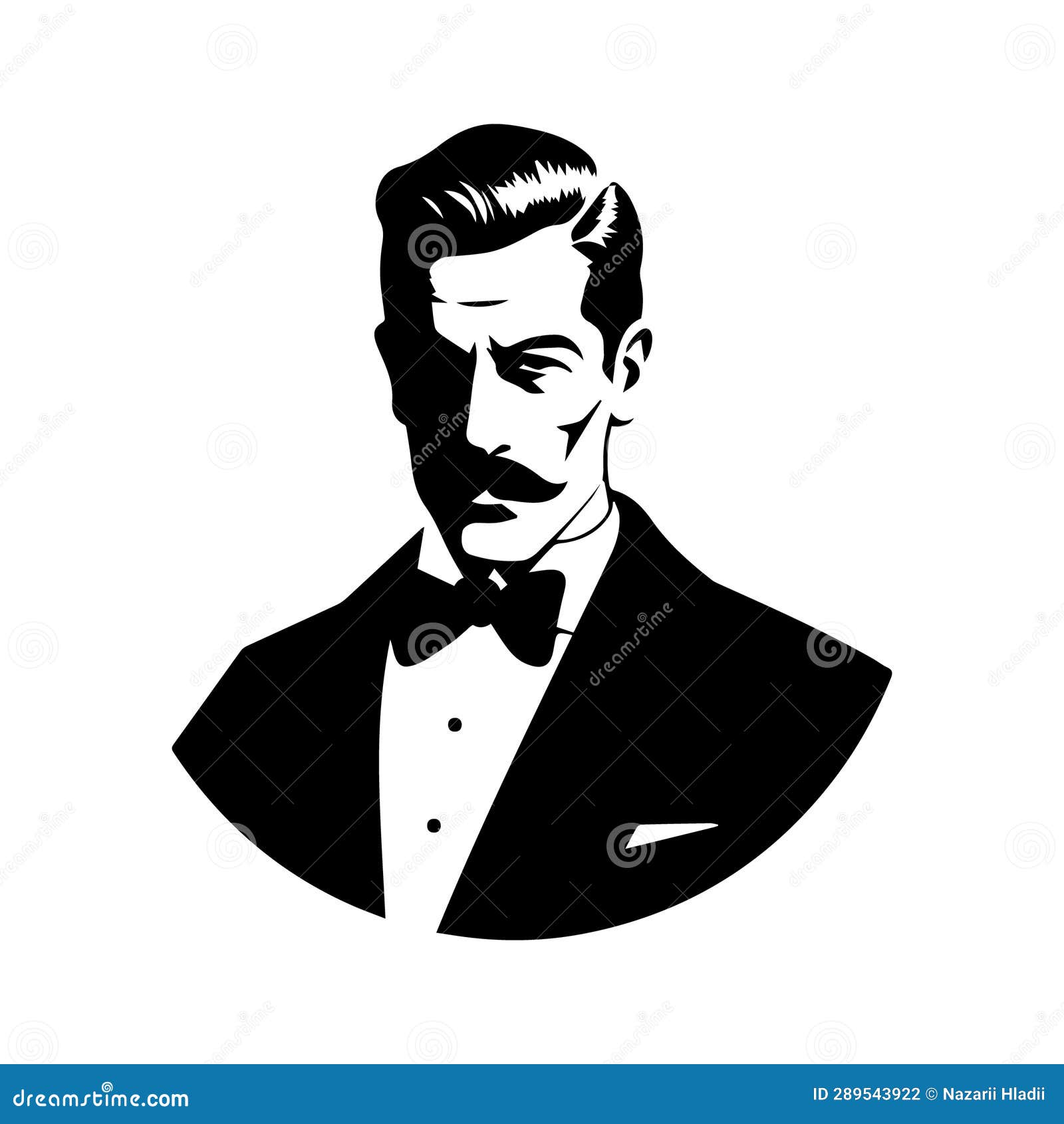 Black and White Illustration of a Gentleman. Vector. Stock Vector ...