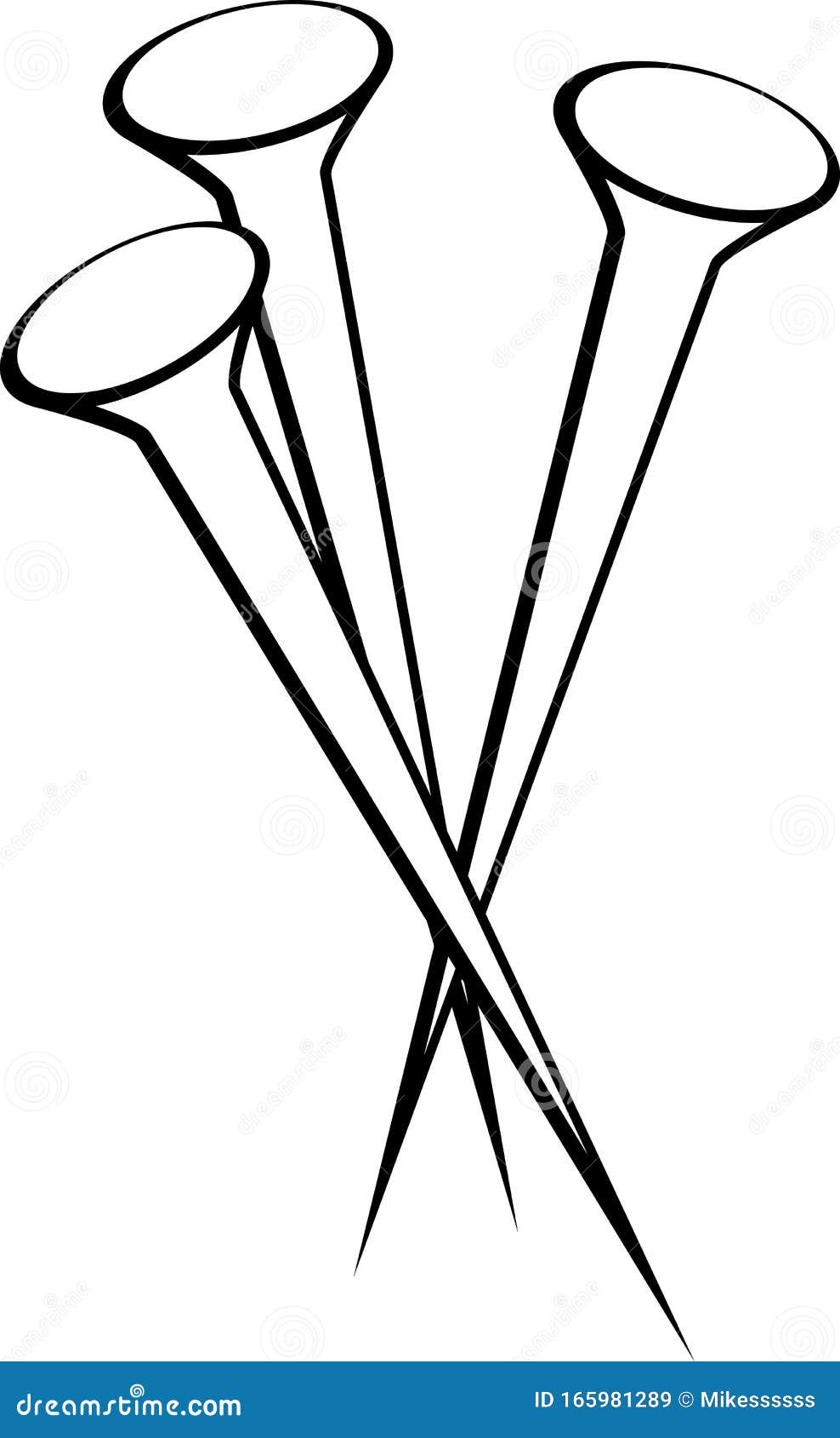 Three Nails Black and White Illustration Stock Vector - Illustration of ...