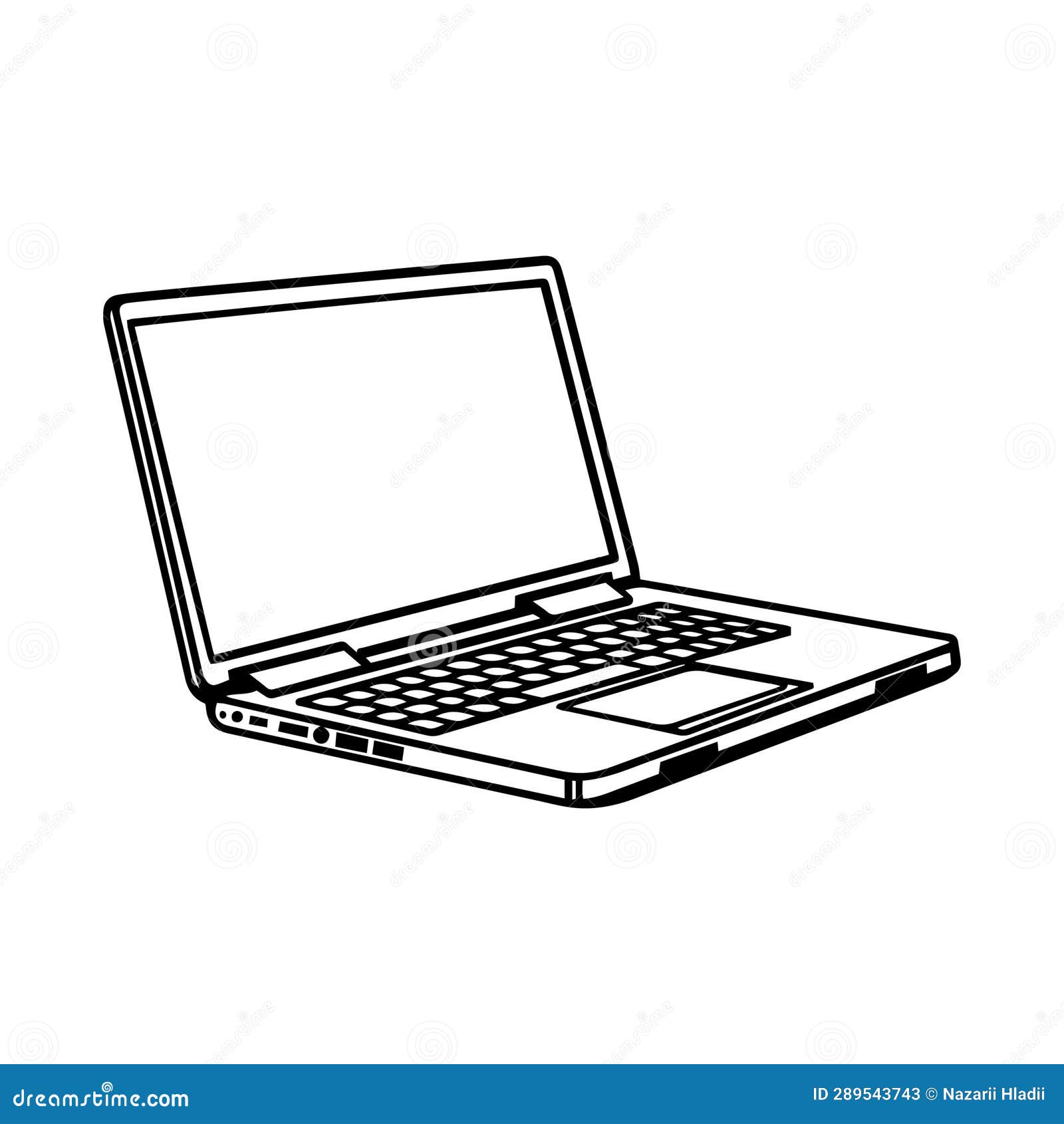 Black and White Illustration of Laptop. Vector. Stock Illustration ...