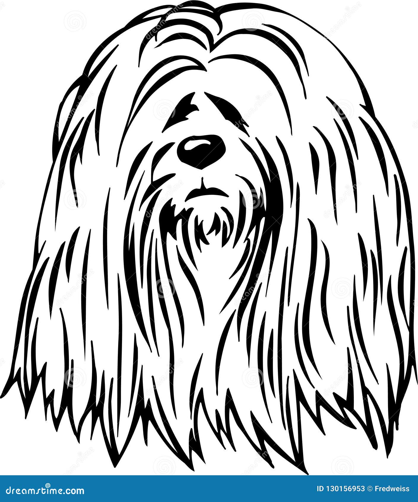 Lhasa Apso Dog Easy Coloring Cartoon Vector Illustration. Isolated On ...