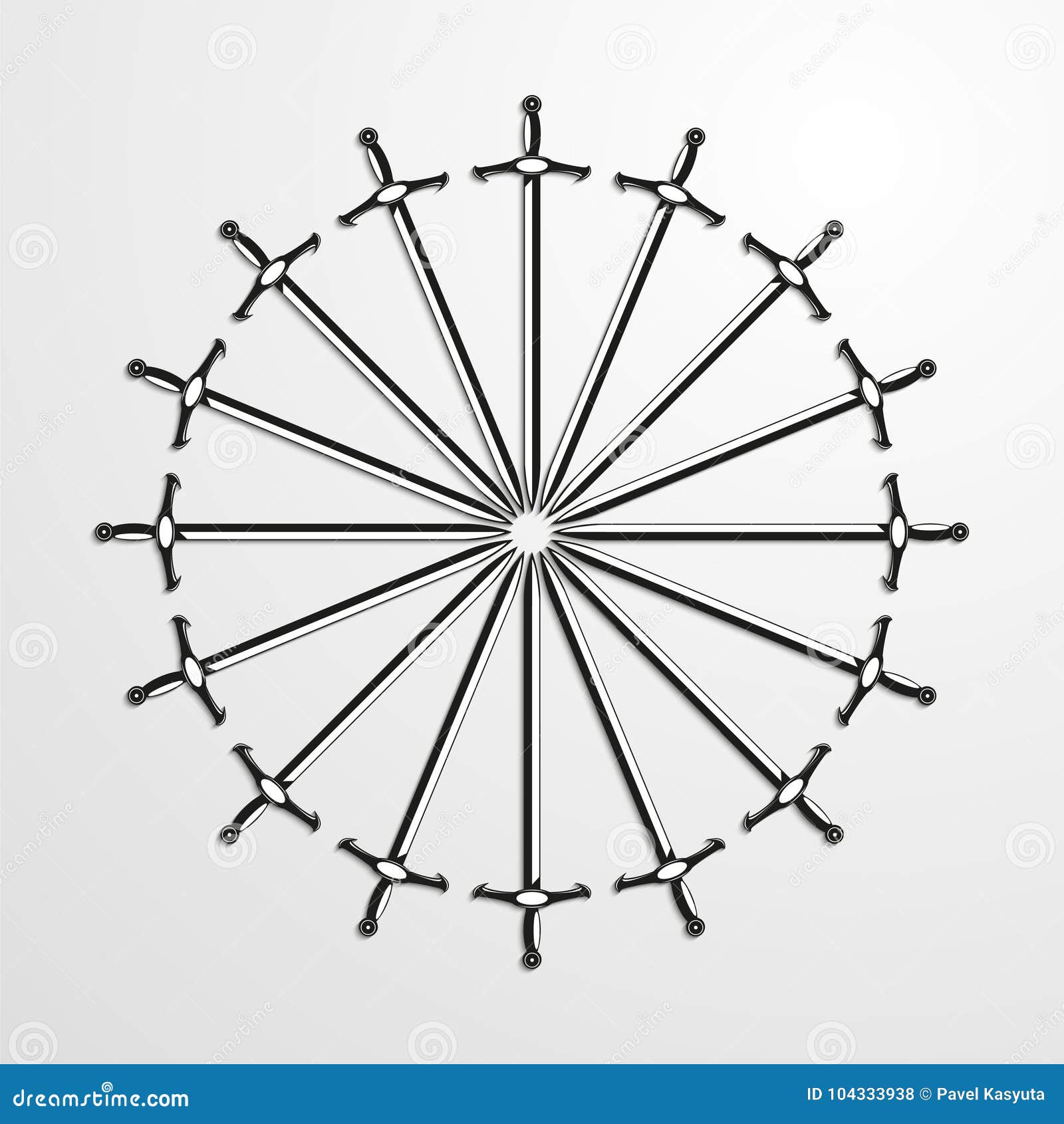 Iron Swords Piled in a Circle. Vector Illustration. Stock Vector ...