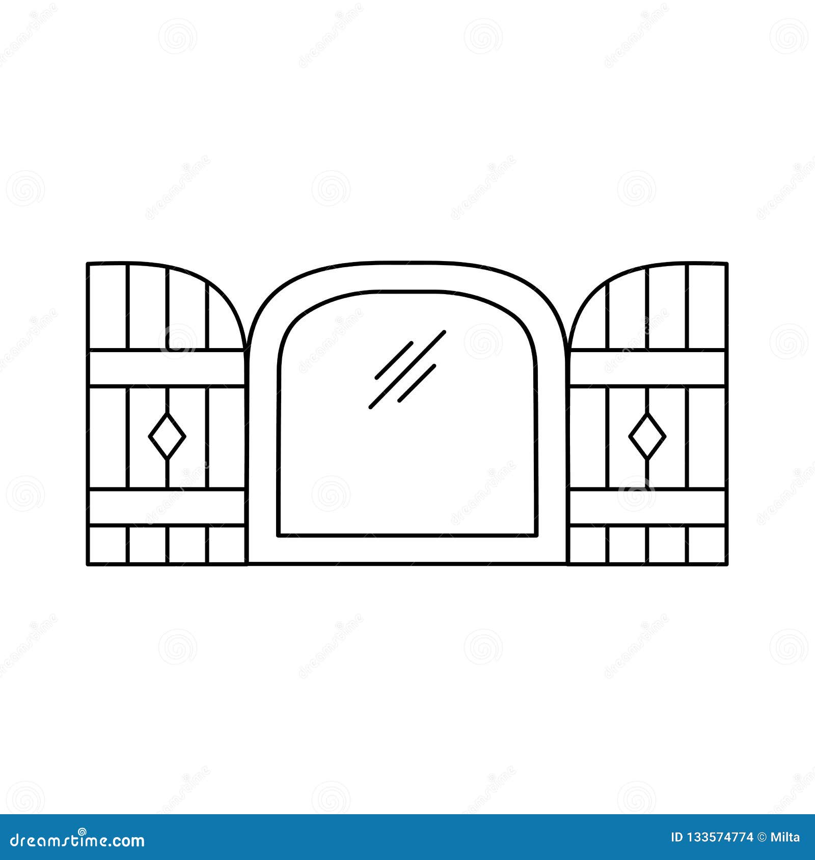 Black & White Illustration of Old Window Shutter. Vector Line Ic Stock ...