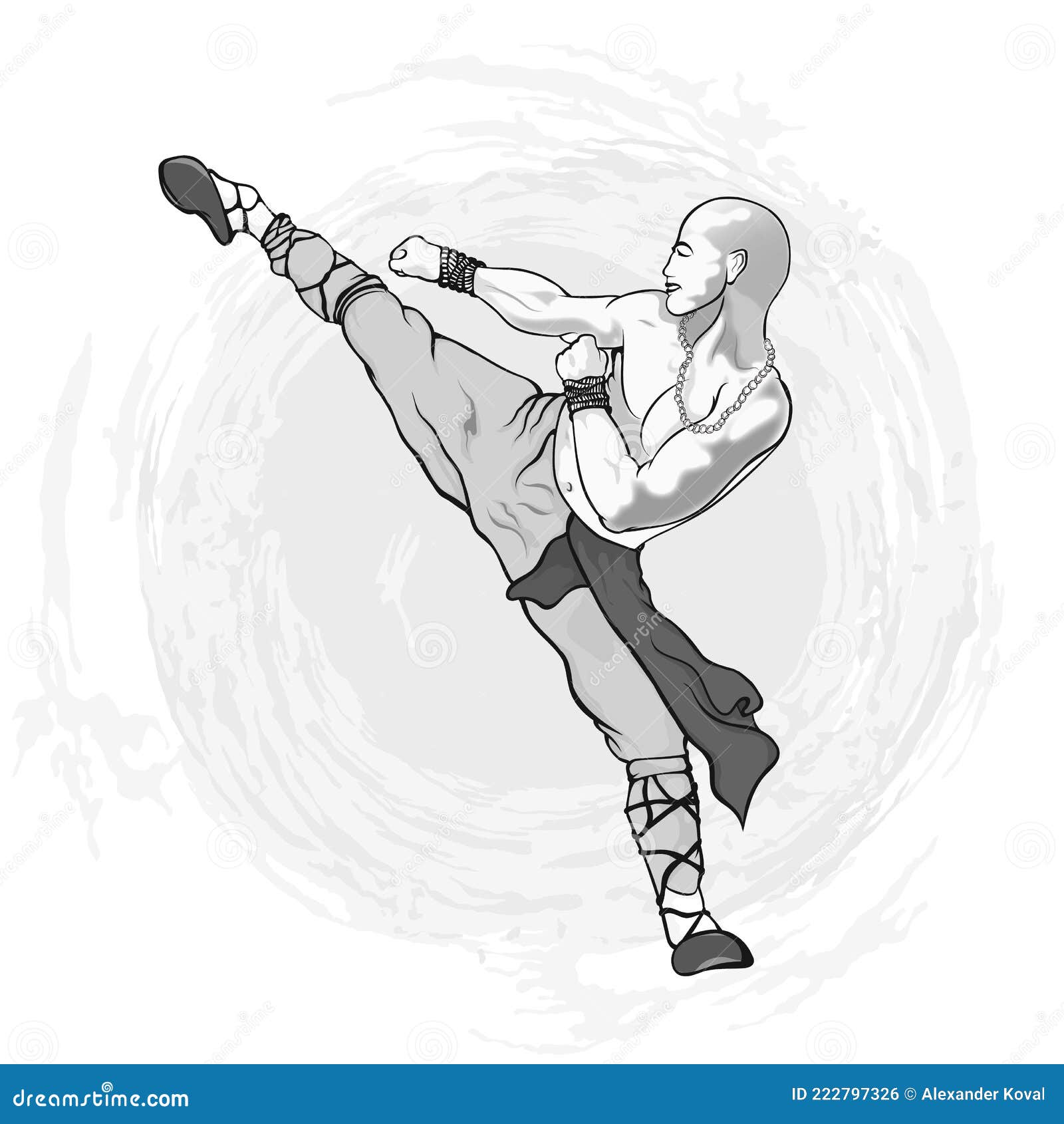 Shaolin Monk on the Stretch Stock Vector - Illustration of human, pose ...