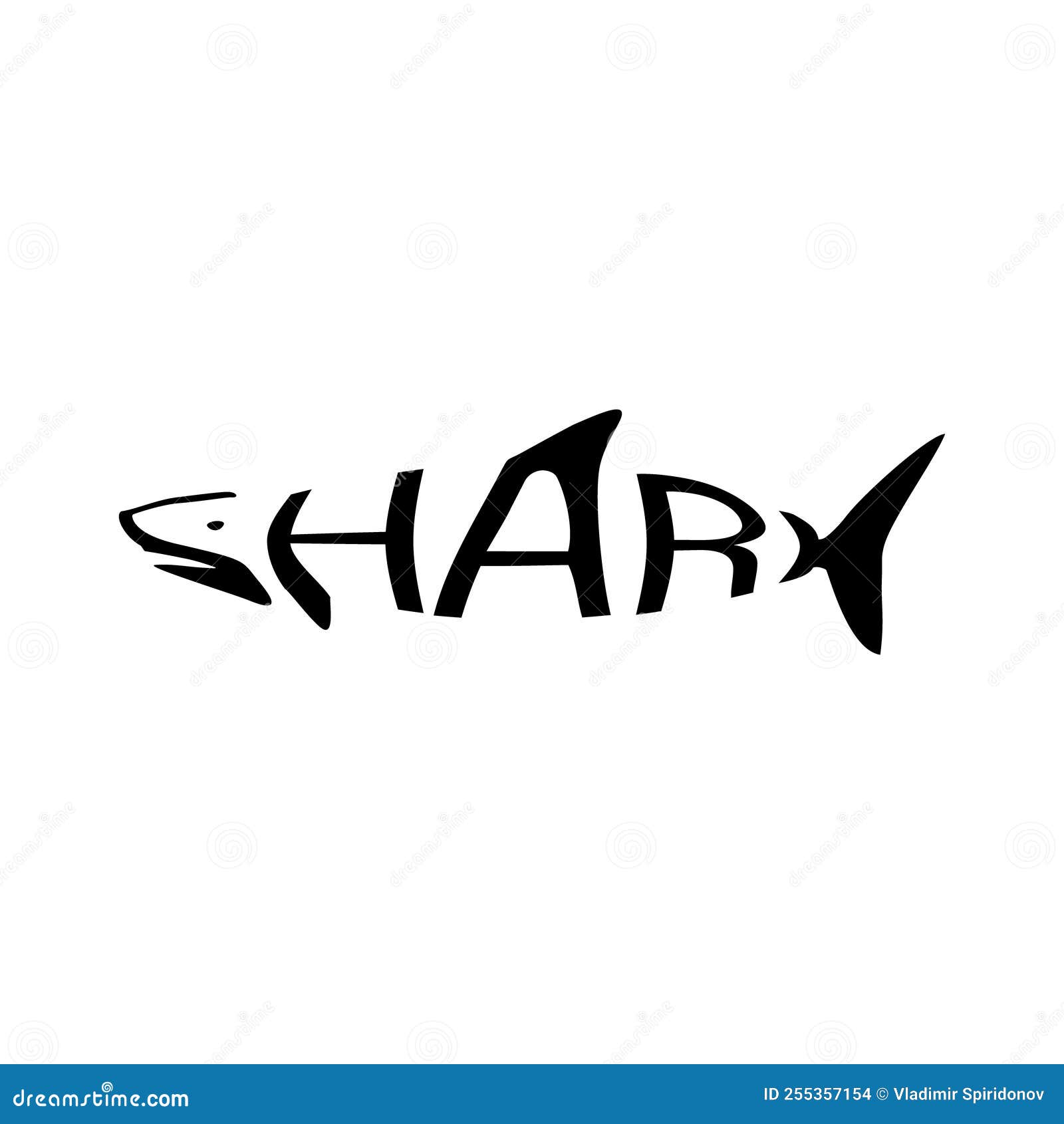 Black and White Illustration of a Shark with Text. Stock Vector ...