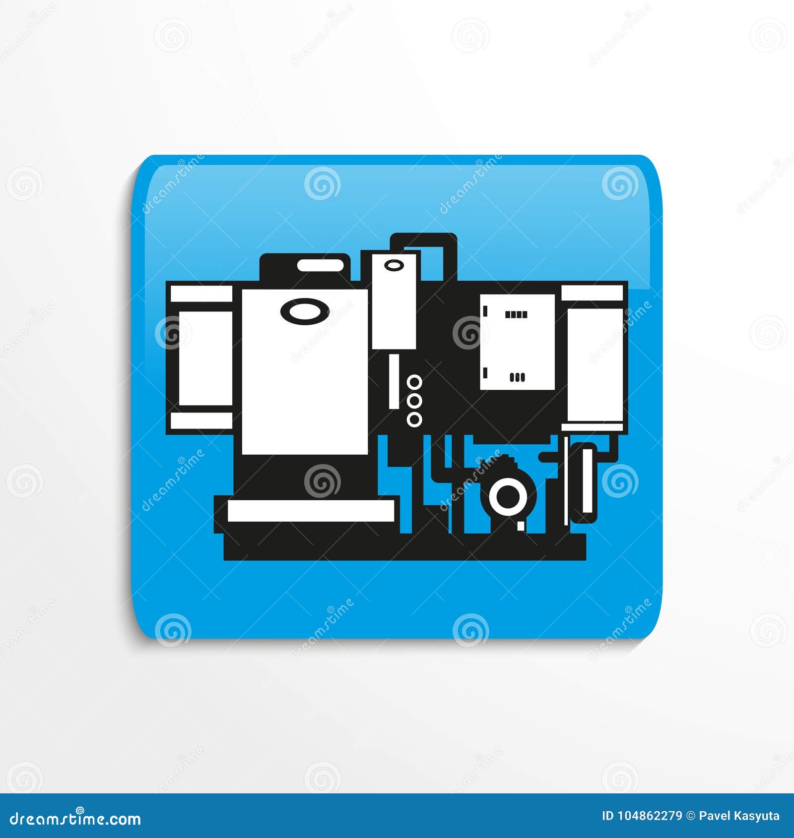 Industrial Equipment in Production. Machine. Vector Icon in Black and ...