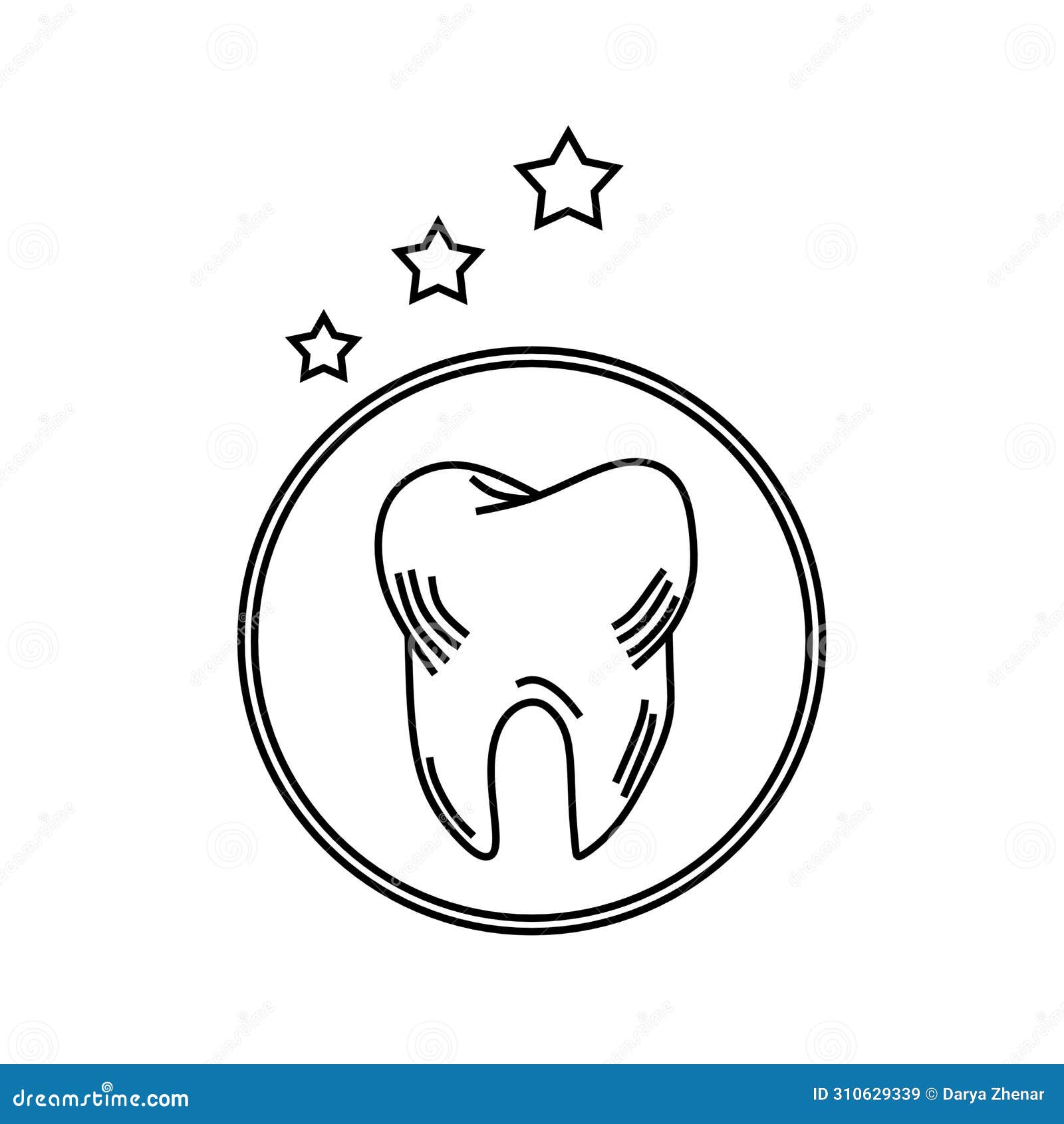 Black and White Illustration of a Tooth in a Circle Stock Vector ...