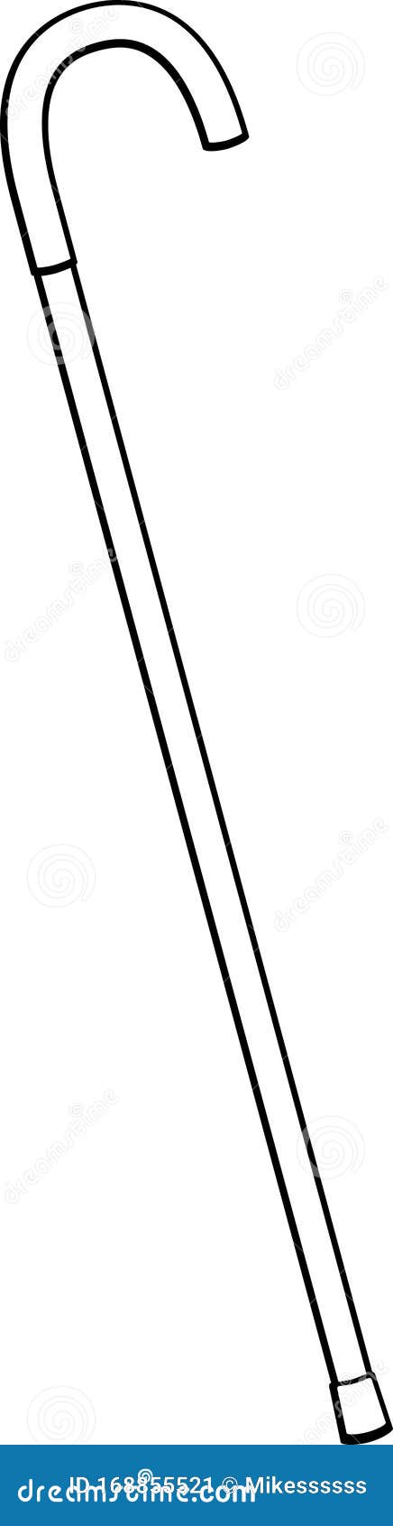 Walking Cane Illustration in Black and White Color Stock Vector ...