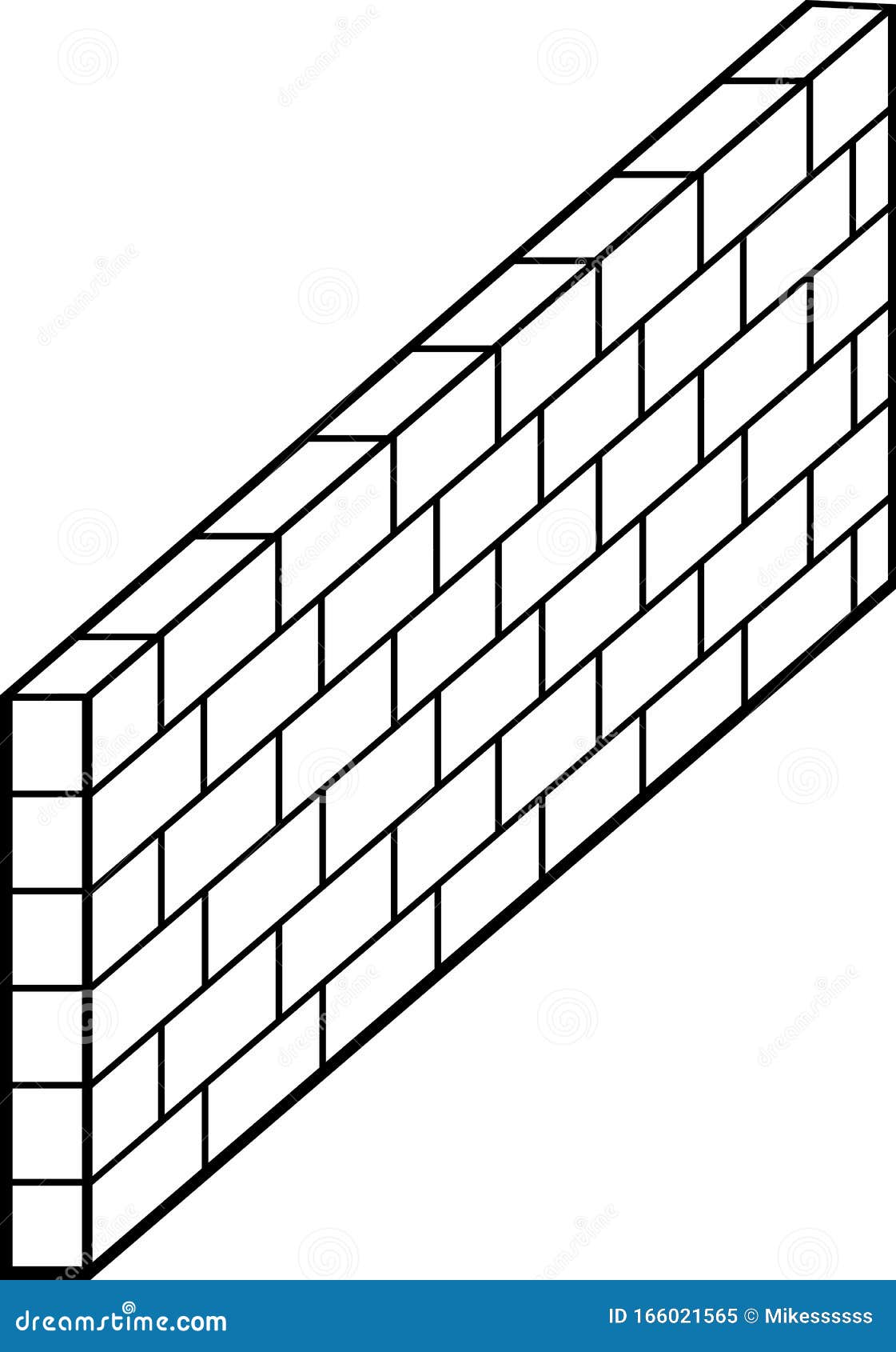 Wall of Bricks Black and White Illustration Stock Vector - Illustration ...