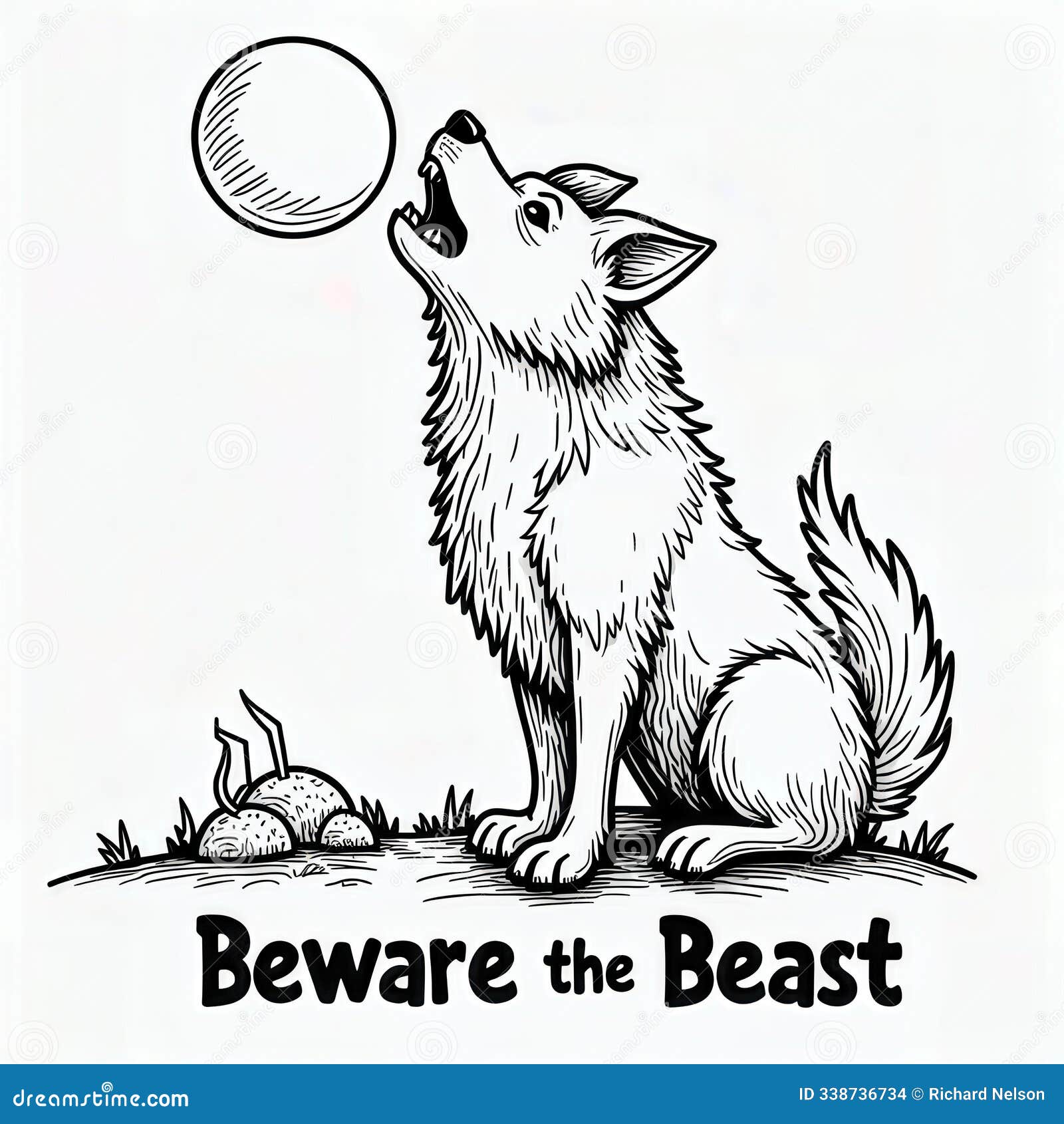 Beware the Beast Wolf Coloring Page Stock Illustration - Illustration ...