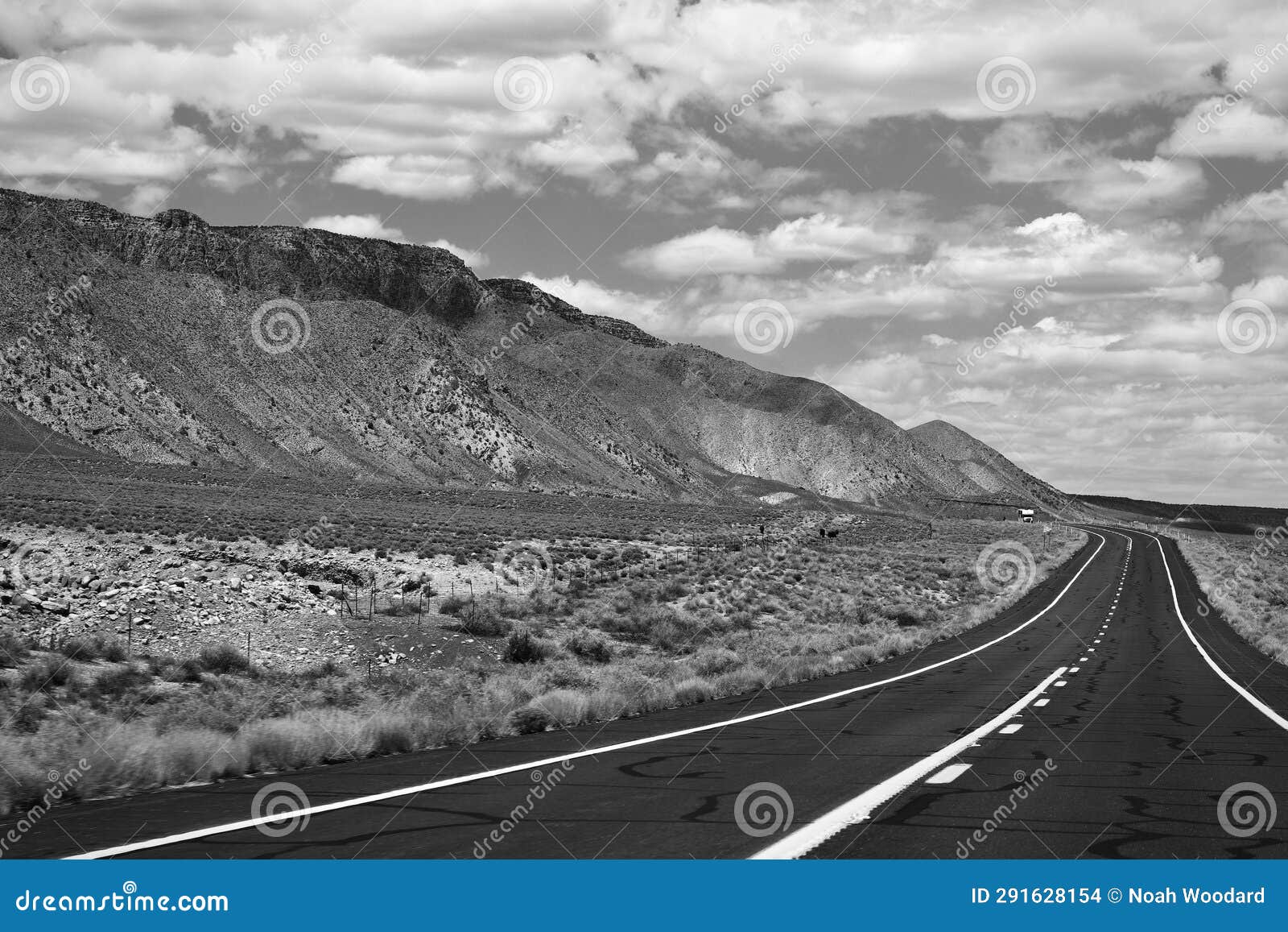 Black and White Image of an American Highway Stock Photo - Image of ...