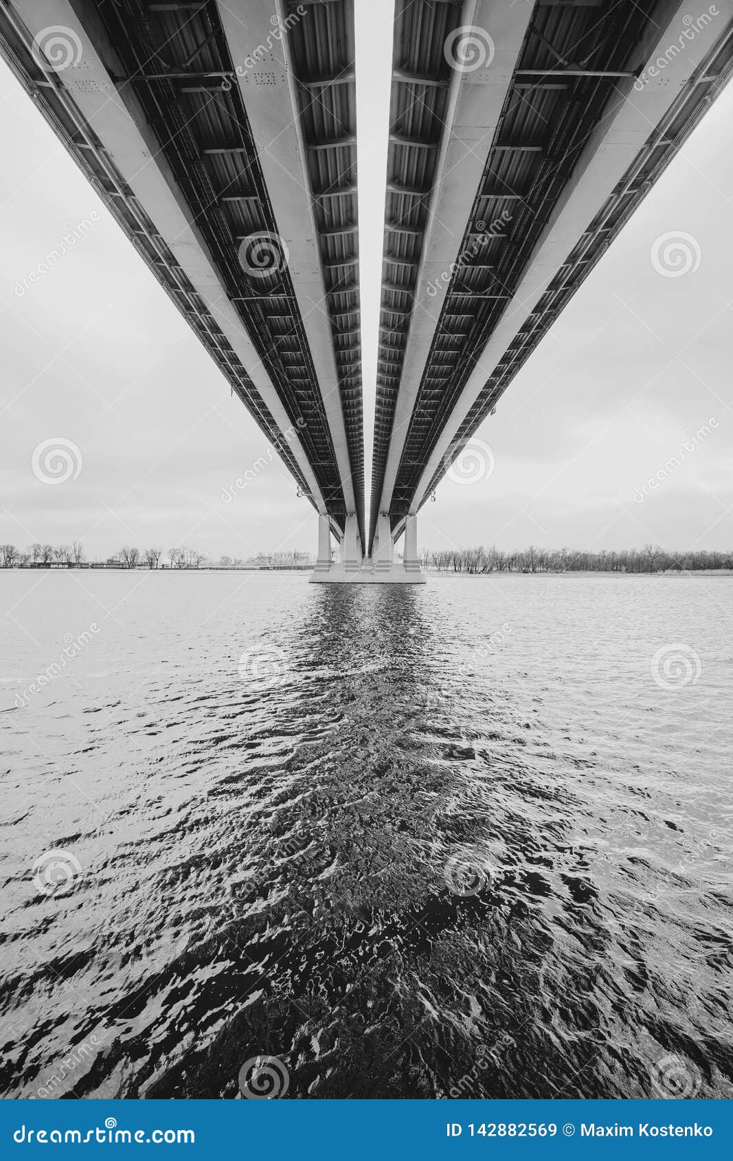 Black and White Image of Bridge Over Don River Stock Image - Image of ...
