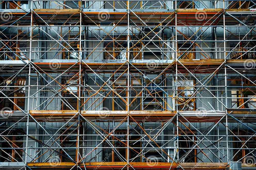 A Black and White Image Capturing the Geometric Pattern of Scaffolding ...