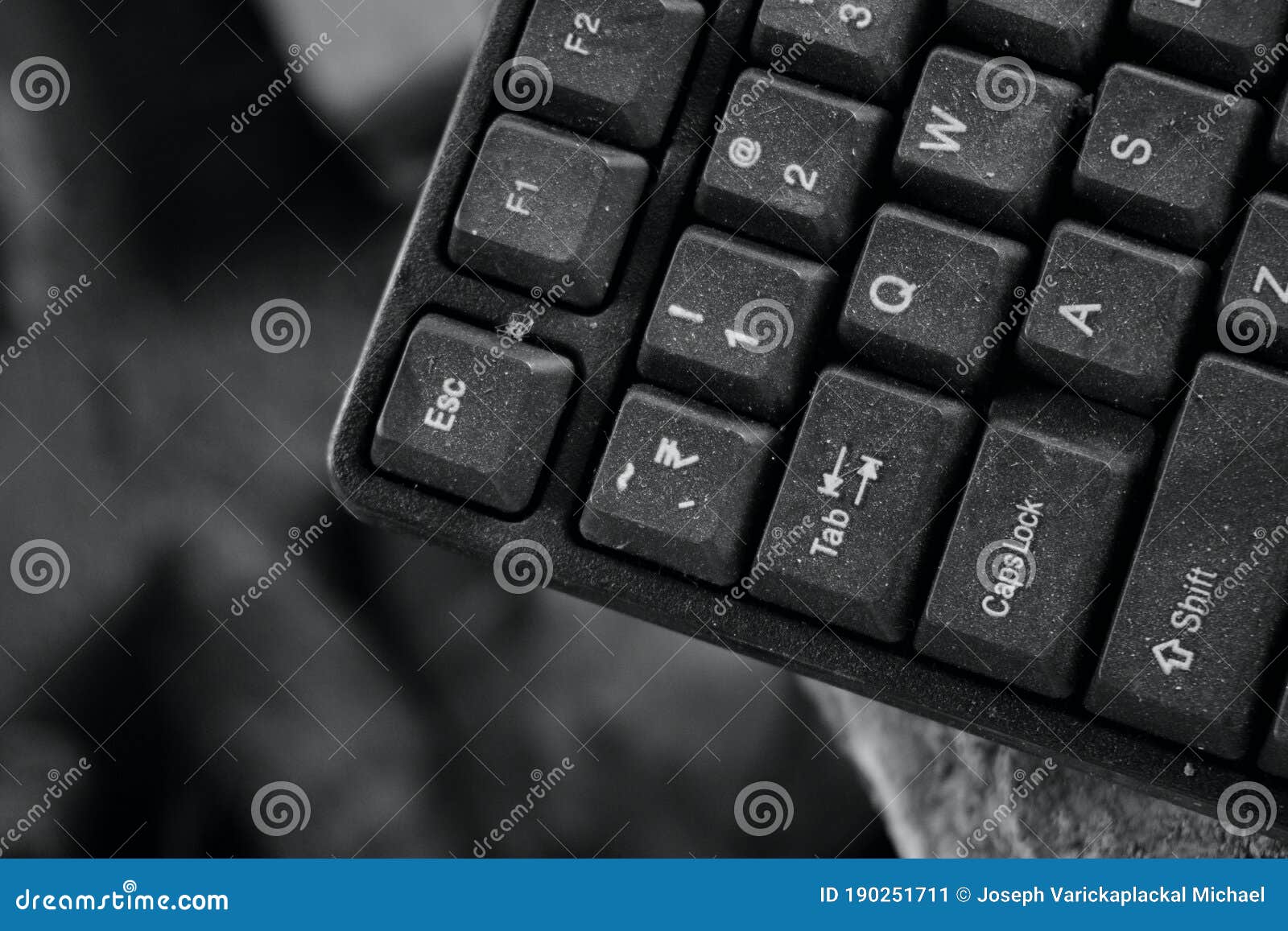 Black and White Image of a Computer Keyboard Stock Image - Image of ...