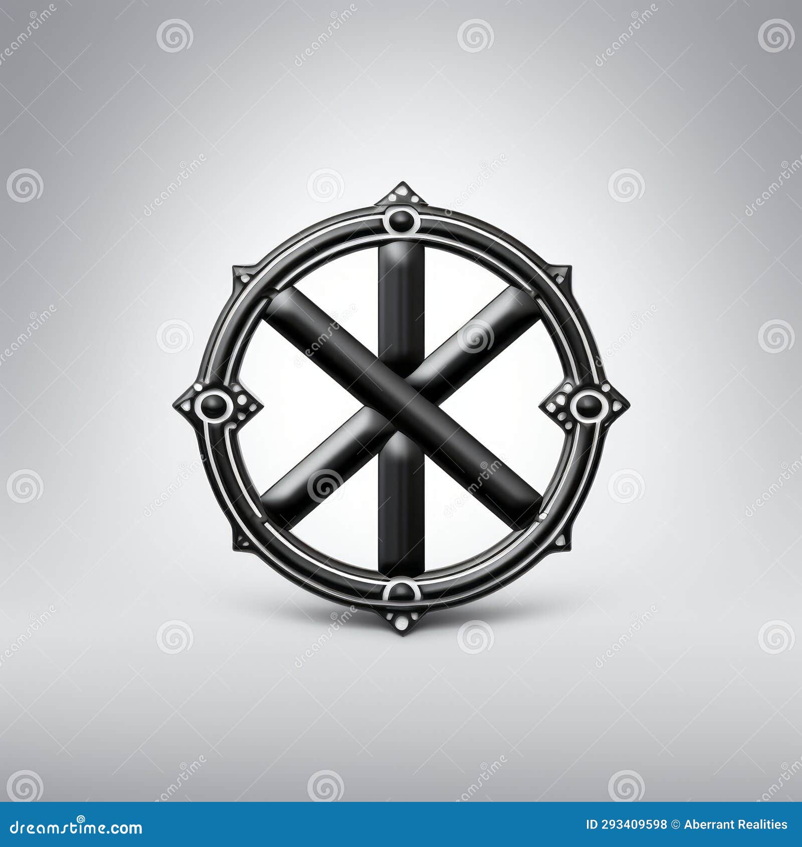 A Black and White Image of a Cross in a Circle Stock Illustration ...
