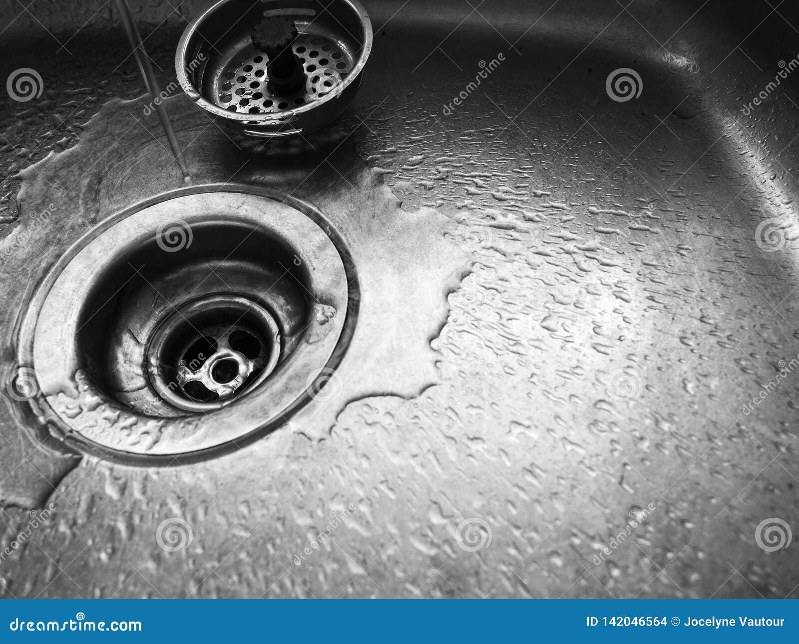 Close Up of Sink Drain with Water Droplets Stock Photo - Image of close ...