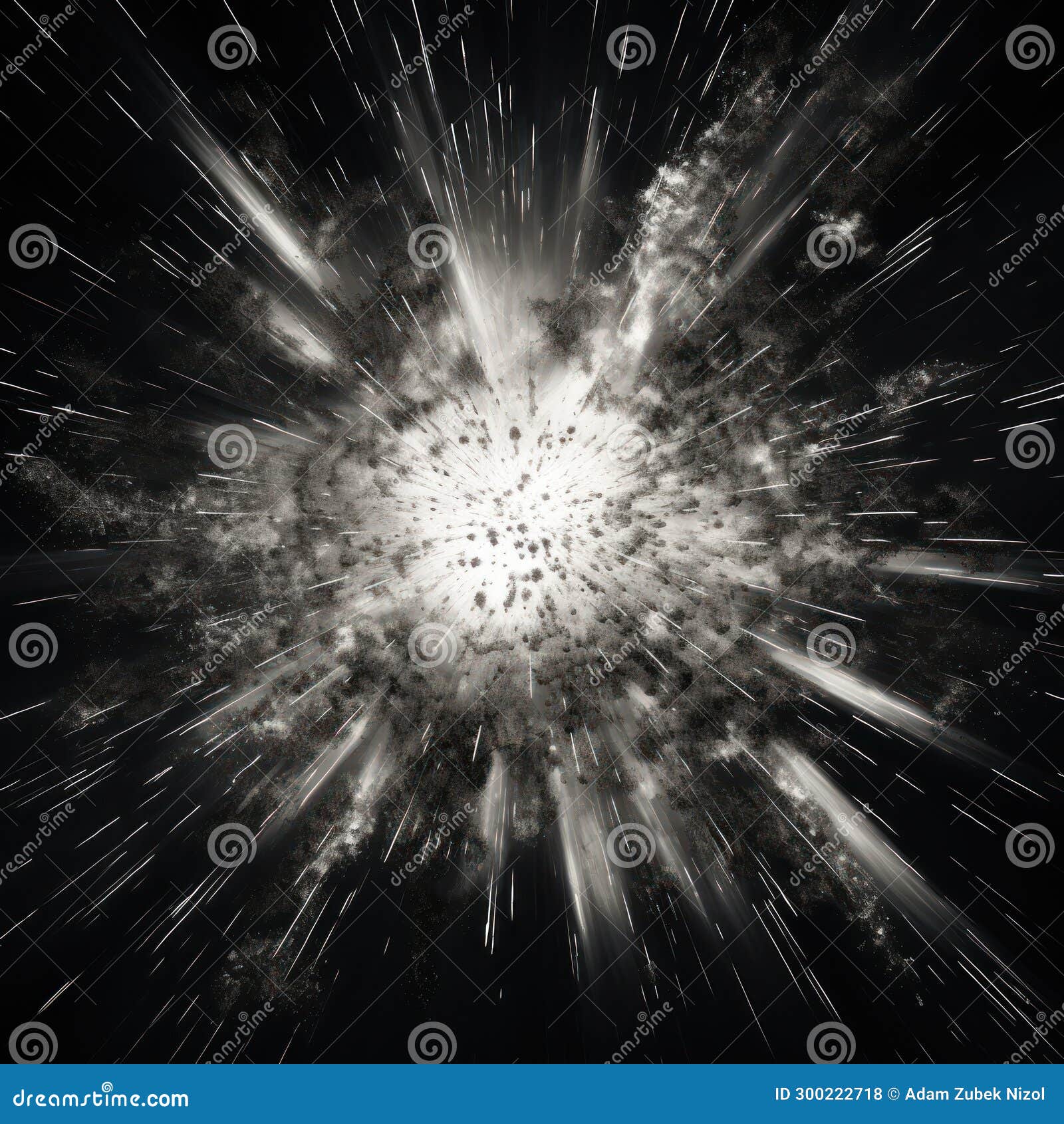 A Black and White Image of a Explosion Stock Illustration ...