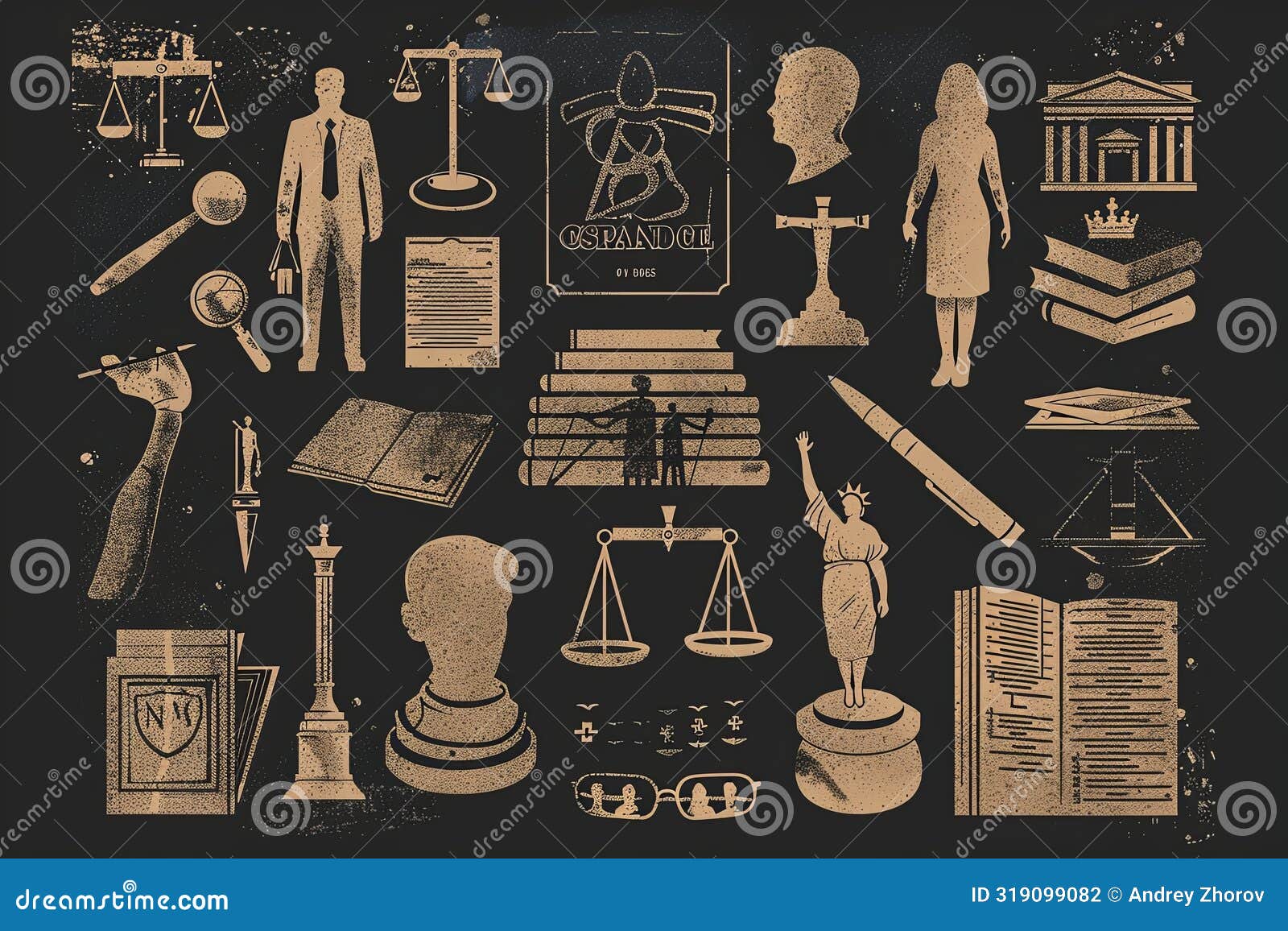 Black and White Image Featuring a Judge Alongside Various Law-related ...