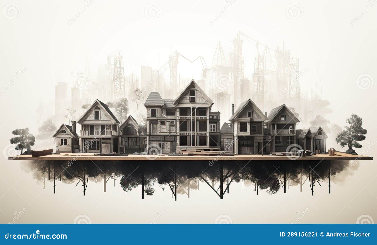 Black and White Image of a House Under Construction. Stock Image ...