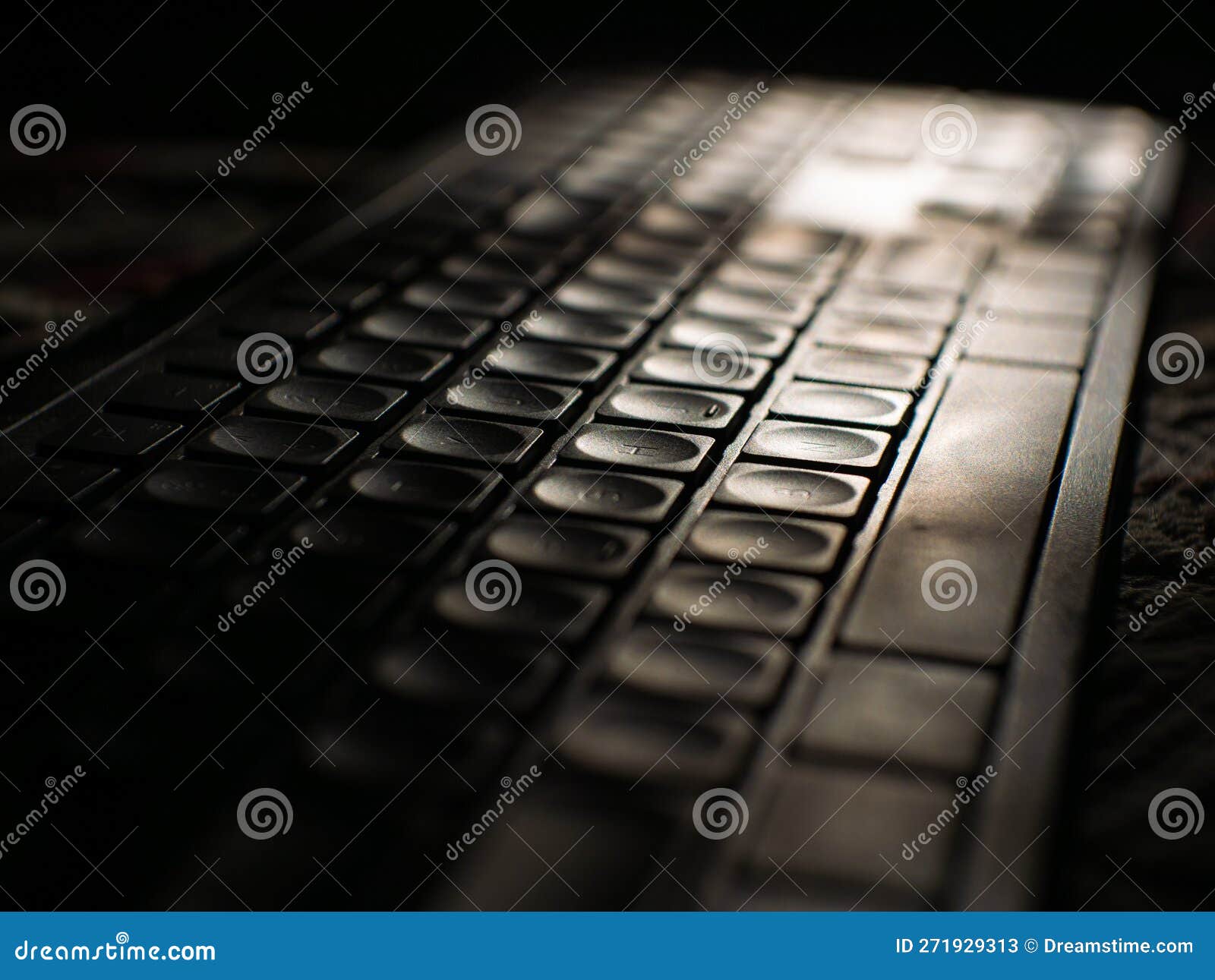 Black and White Image of Keyboard with Soft Light on Keys Stock Image ...