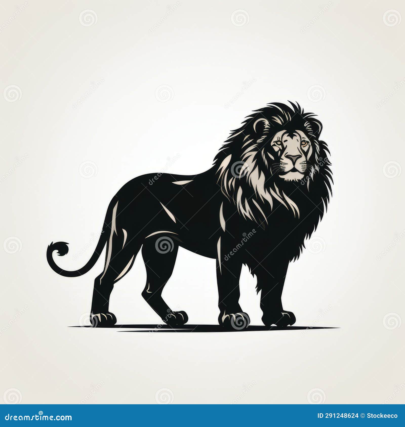 Detailed Lion Silhouette Illustration on Light Background Stock ...