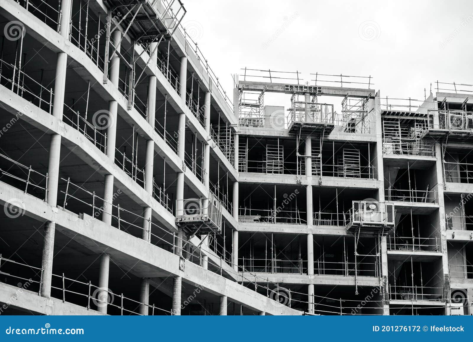 Black and White Image of Modern Construction Site Stock Photo - Image ...