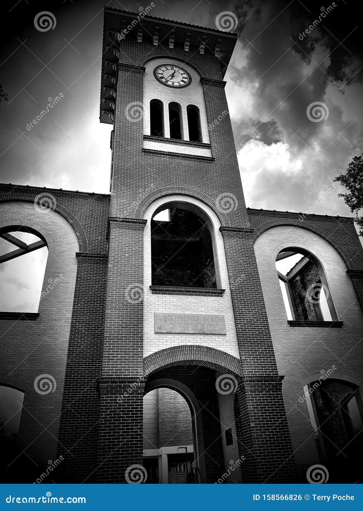 B&W Courthouse II stock photo. Image of brick, courthouse - 158566826