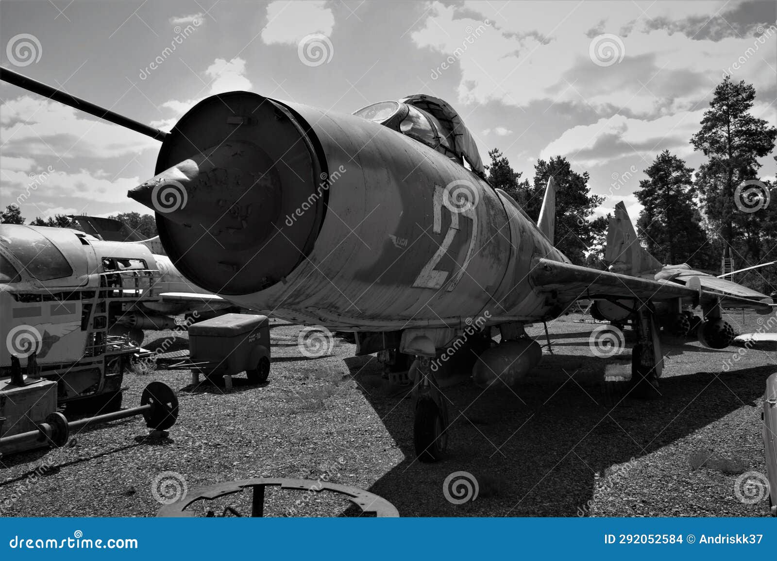 Black and White Image. an Old Soviet Union Jet Fighter Stock Photo ...