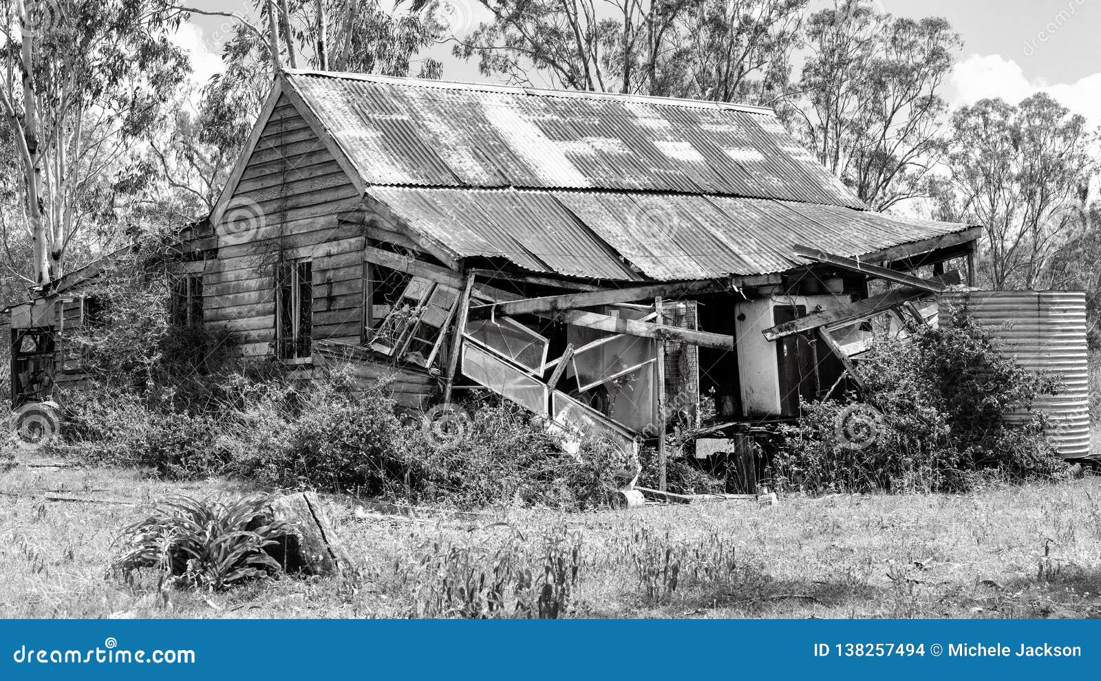 Weathered and Falling Down Australian Shack Stock Photo - Image of iron ...