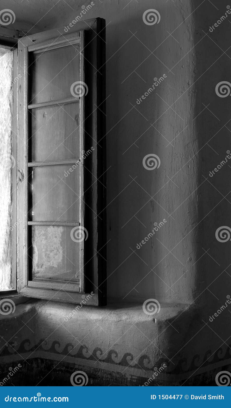 Black and White Image of an Open Window in the Mission of Santa Stock ...