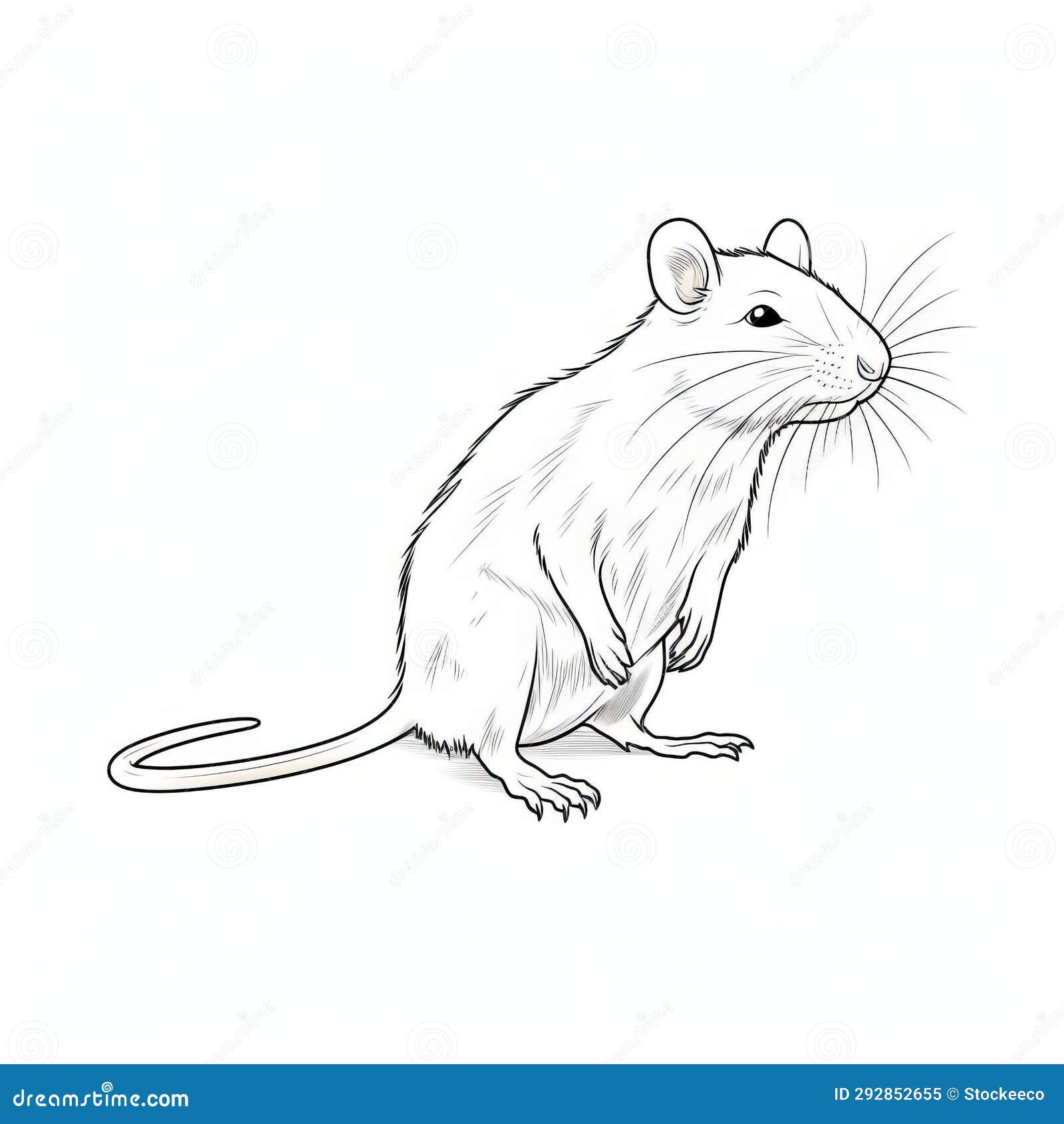 Crisp Outlines: Meticulous Rat Drawing on White Background Stock ...