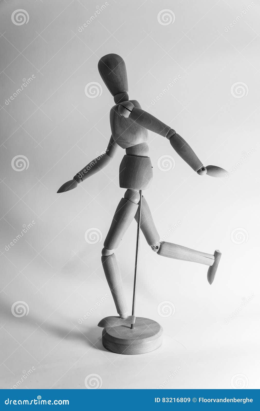 Black and White Image of a Running Drawing Doll Stock Image - Image of ...