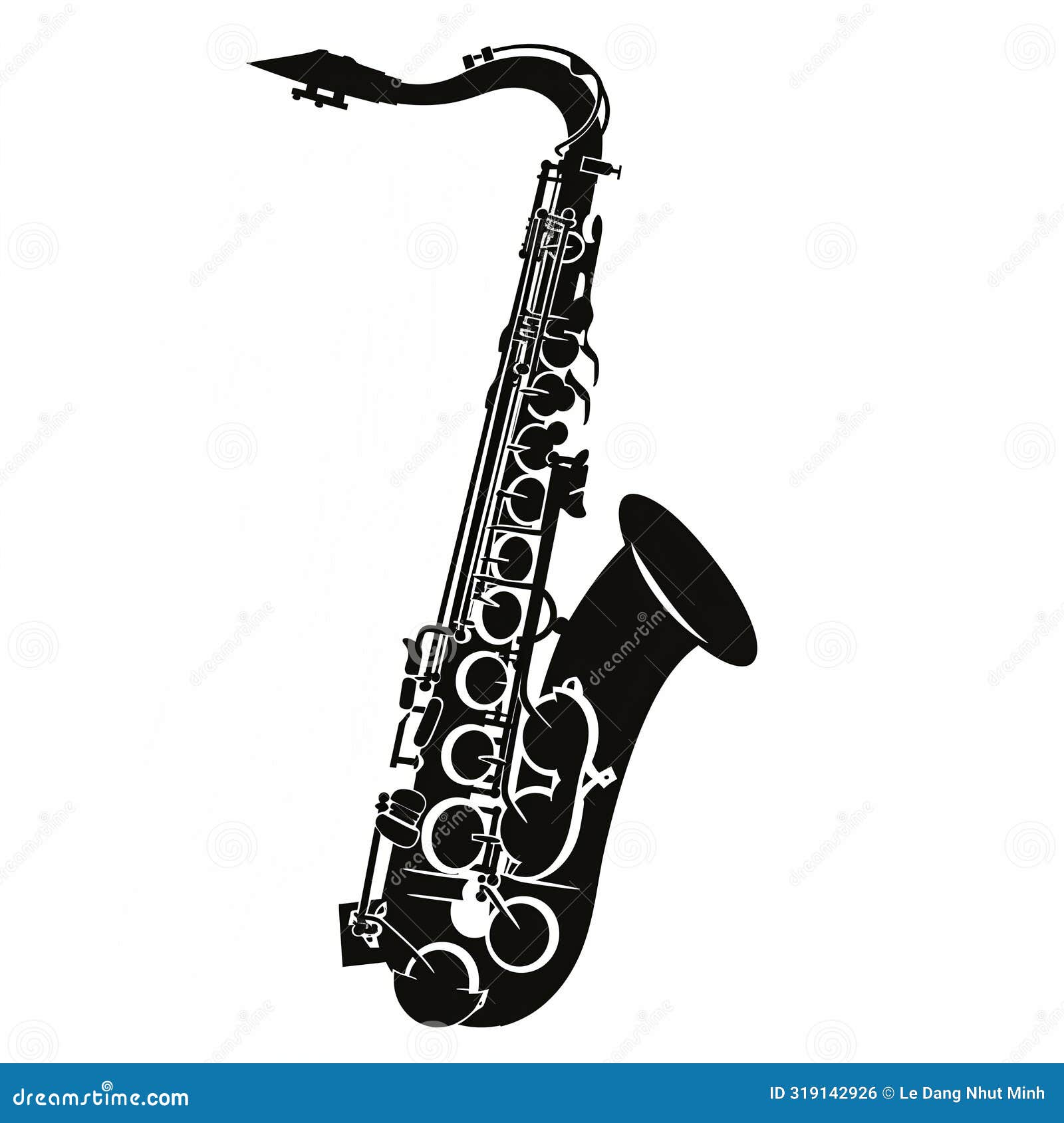 A Black and White Image of a Saxophone Stock Illustration ...