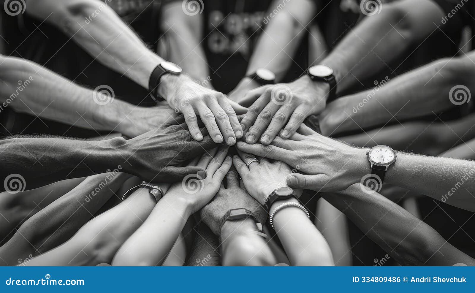 Diverse Group of Hands Joining Together in Unity and Teamwork Stock ...