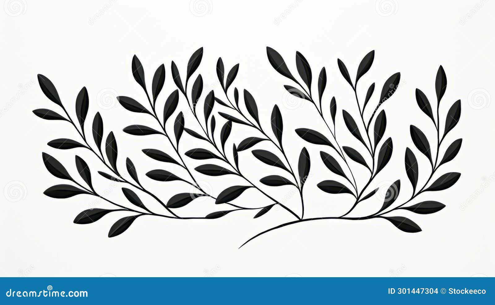 Decorative Black and White Tree Branches on White Background Stock ...