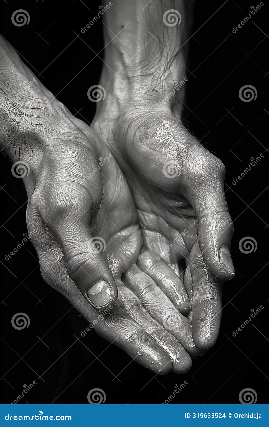 A Black and White Image Showing Two Hands Holding Each Other in a ...